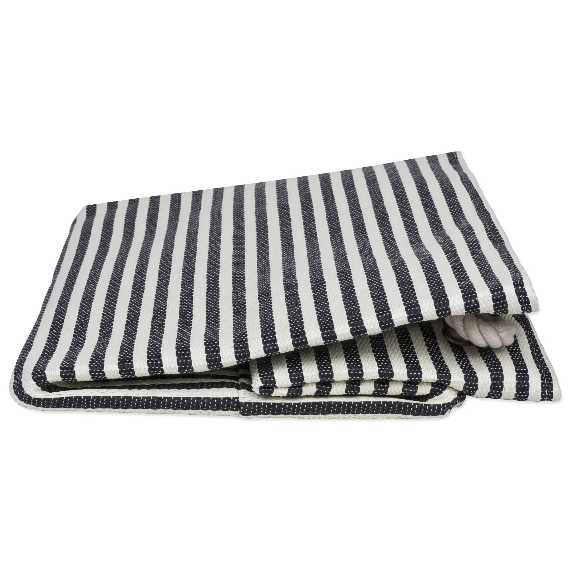 Contemporary Home Living 17" White and Black Pinstripe Rectangular ...