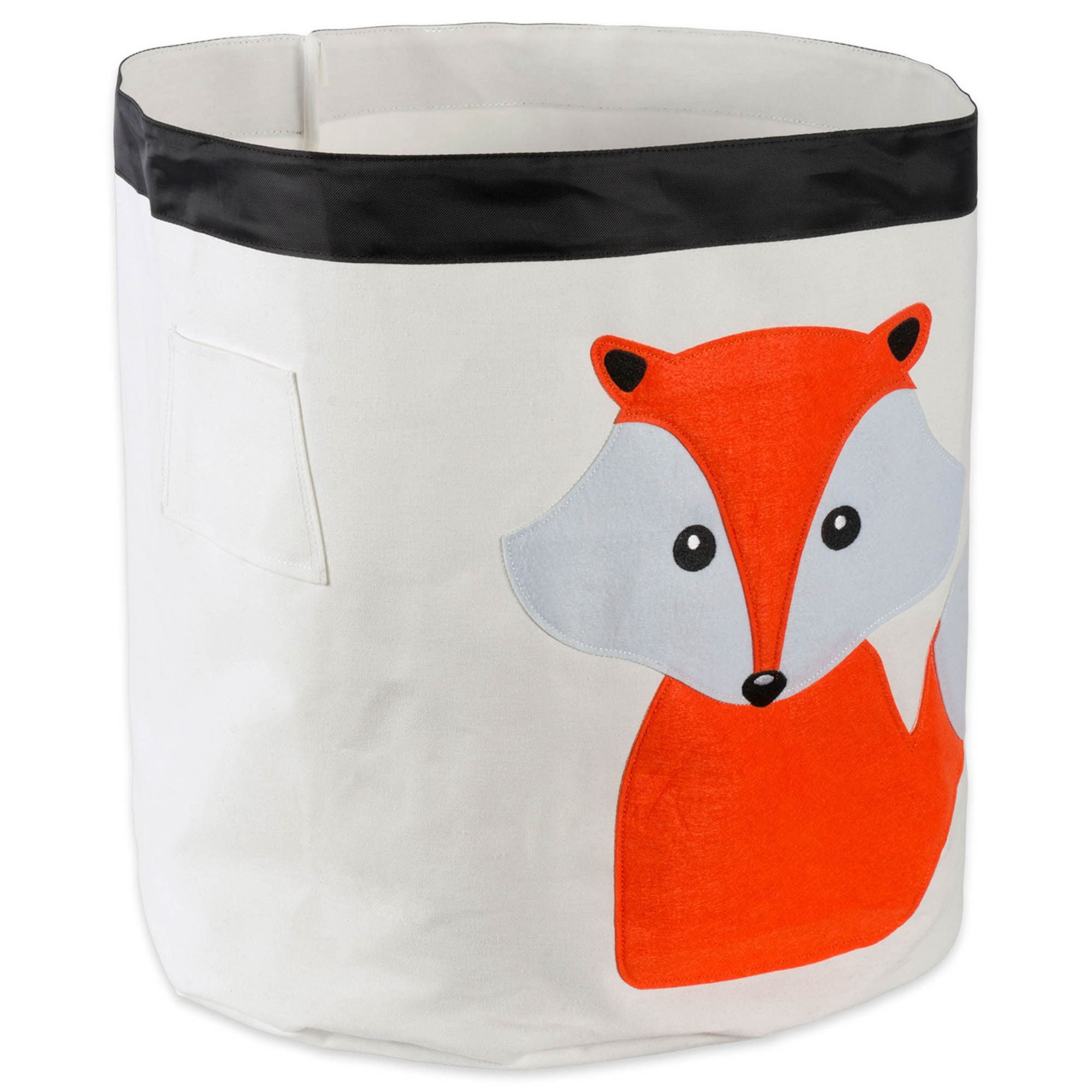 Contemporary Home Living 18" White and Orange Fox Cotton Storage Basket ...