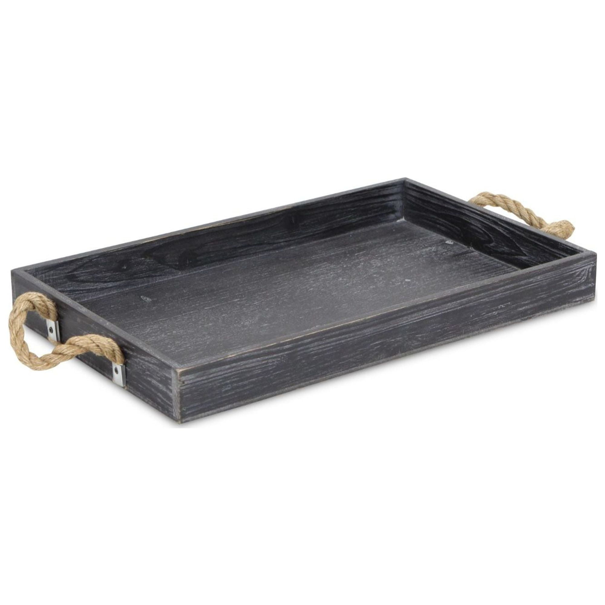 Contemporary Home Living 19.75" Black Rectangular Decorative Tray with ...