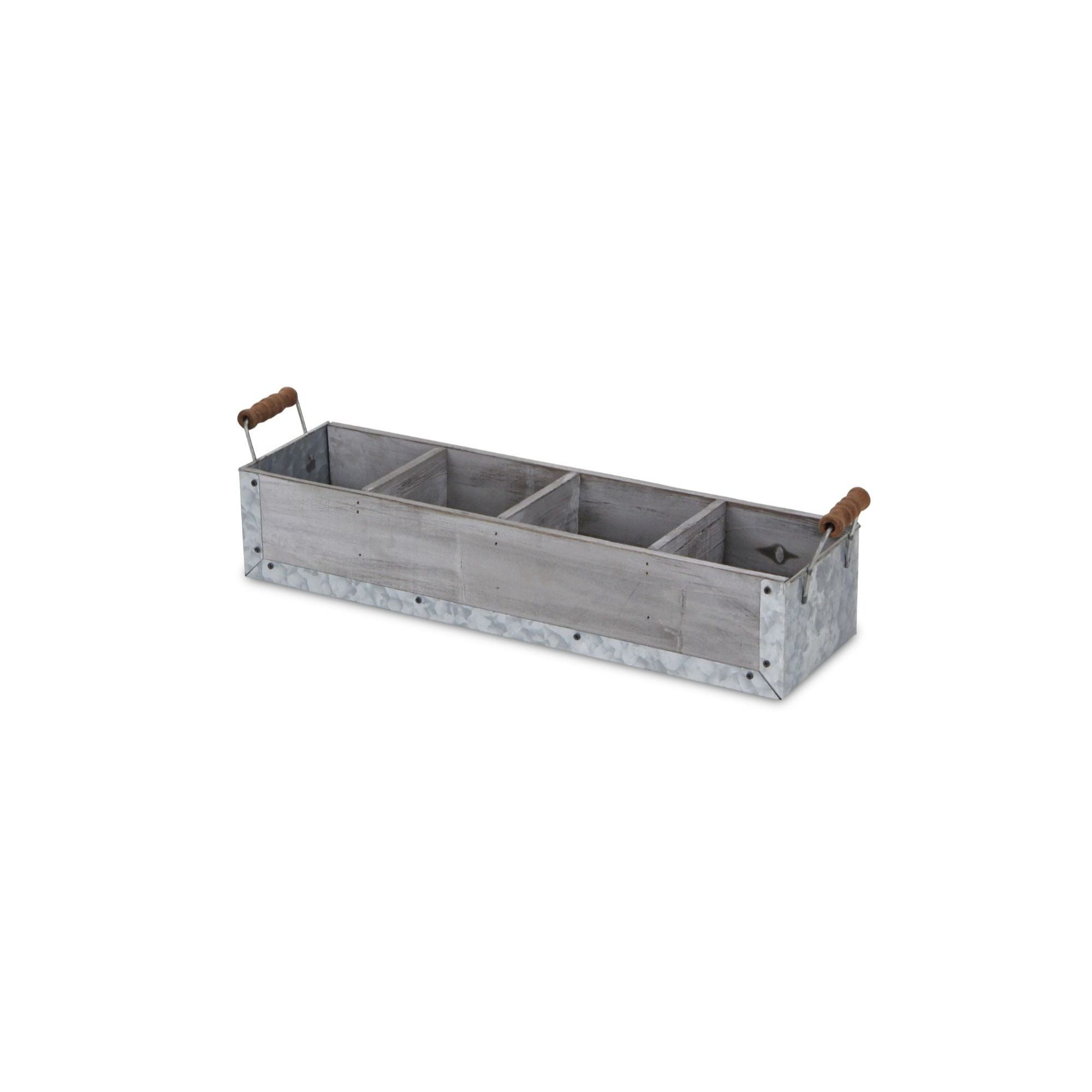 Contemporary Home Living 19" Gray and Brown 4 Storage Caddy with Side ...