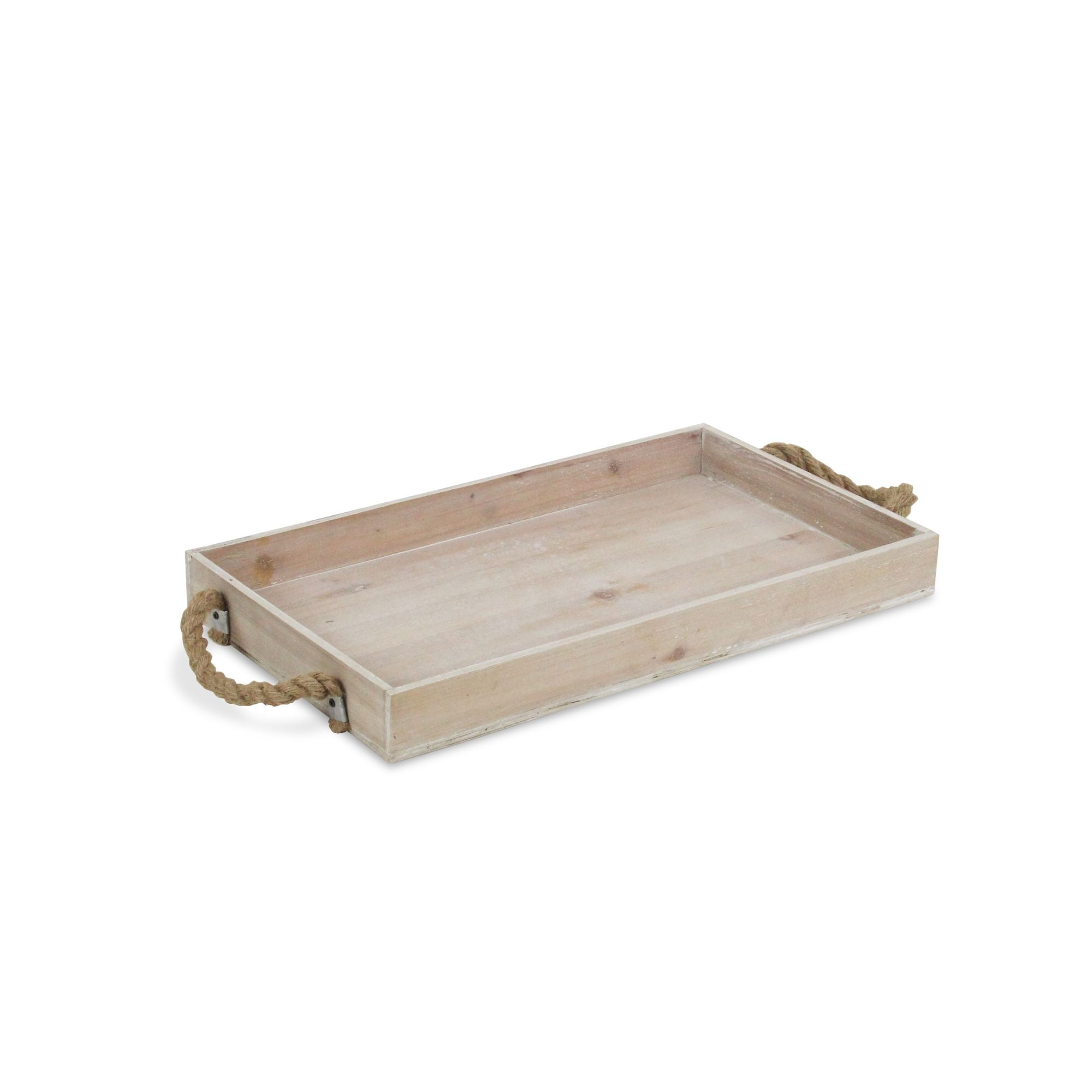 Contemporary Home Living 20" Gray Rectangular Handmade Tray with Rope ...