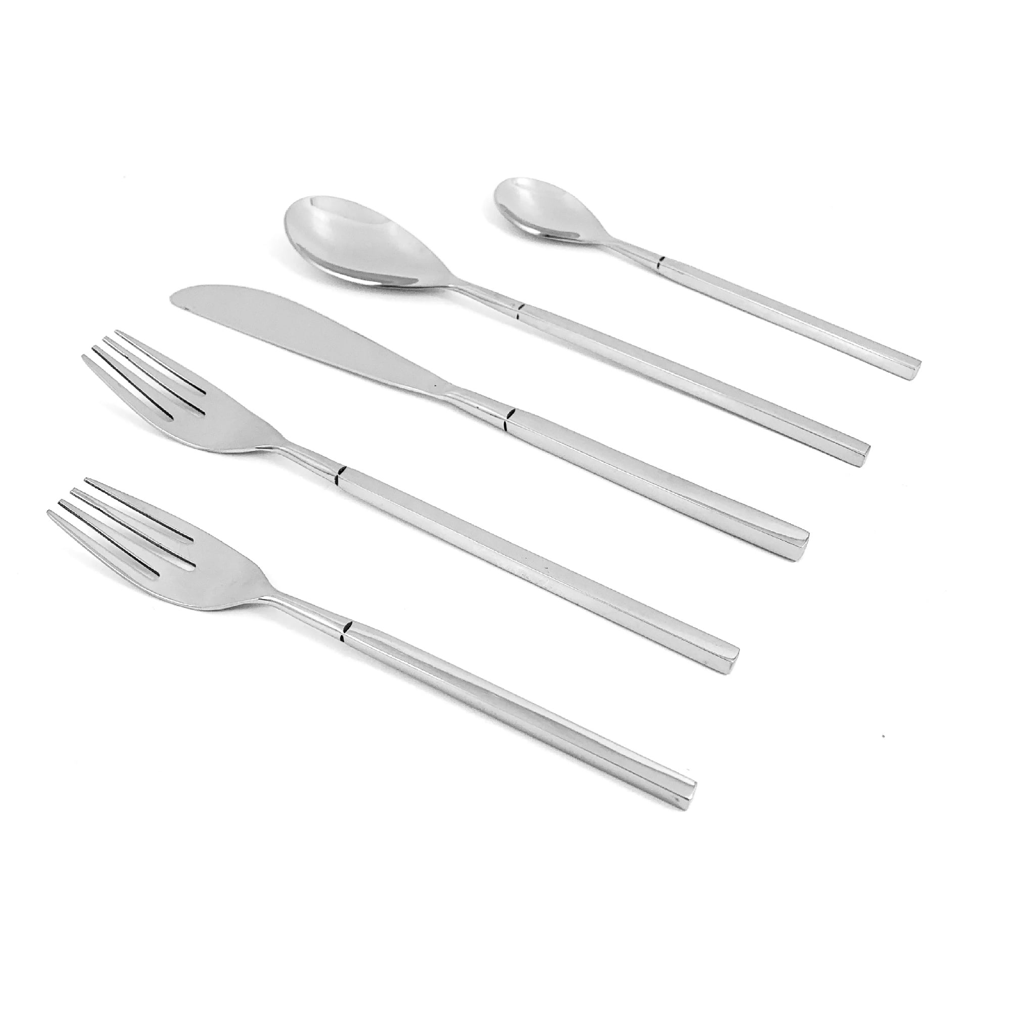 Contemporary Home Living Stainless Steel Four Service Squared Flatware ...
