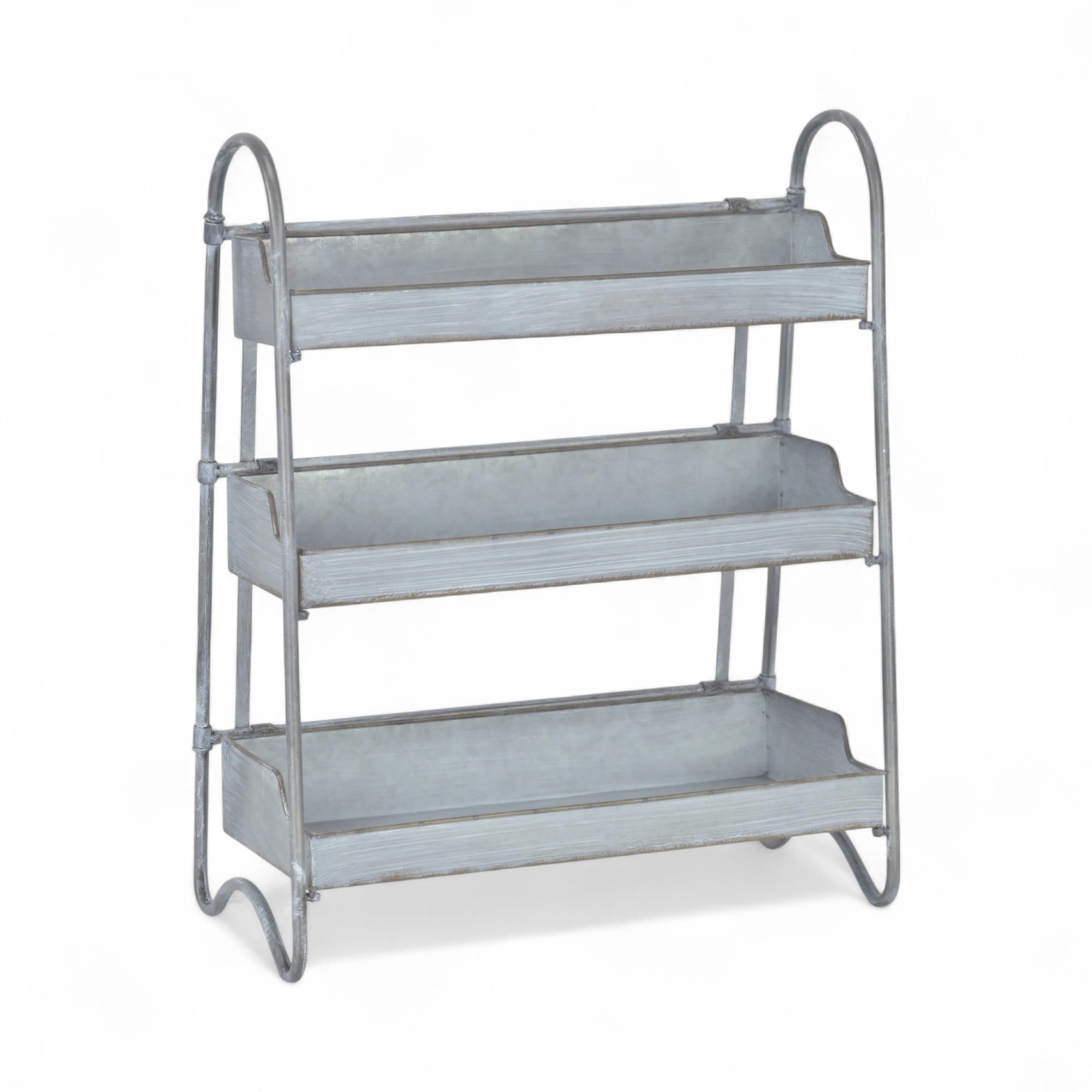 Contemporary Home Living 22.5" Gray 3-Tier Galvanized Rectangular Shelf ...