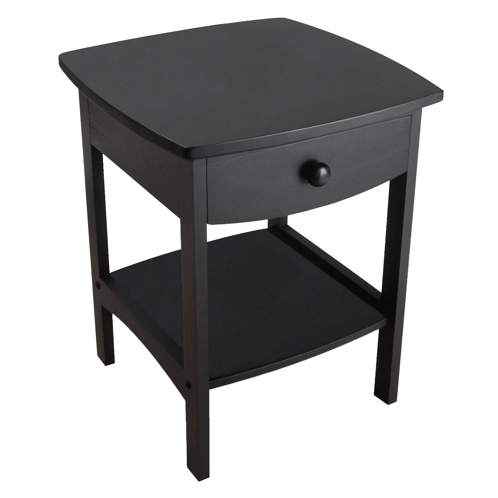 Contemporary Home Living 22" Black Elegant Claire Curved End Table with ...