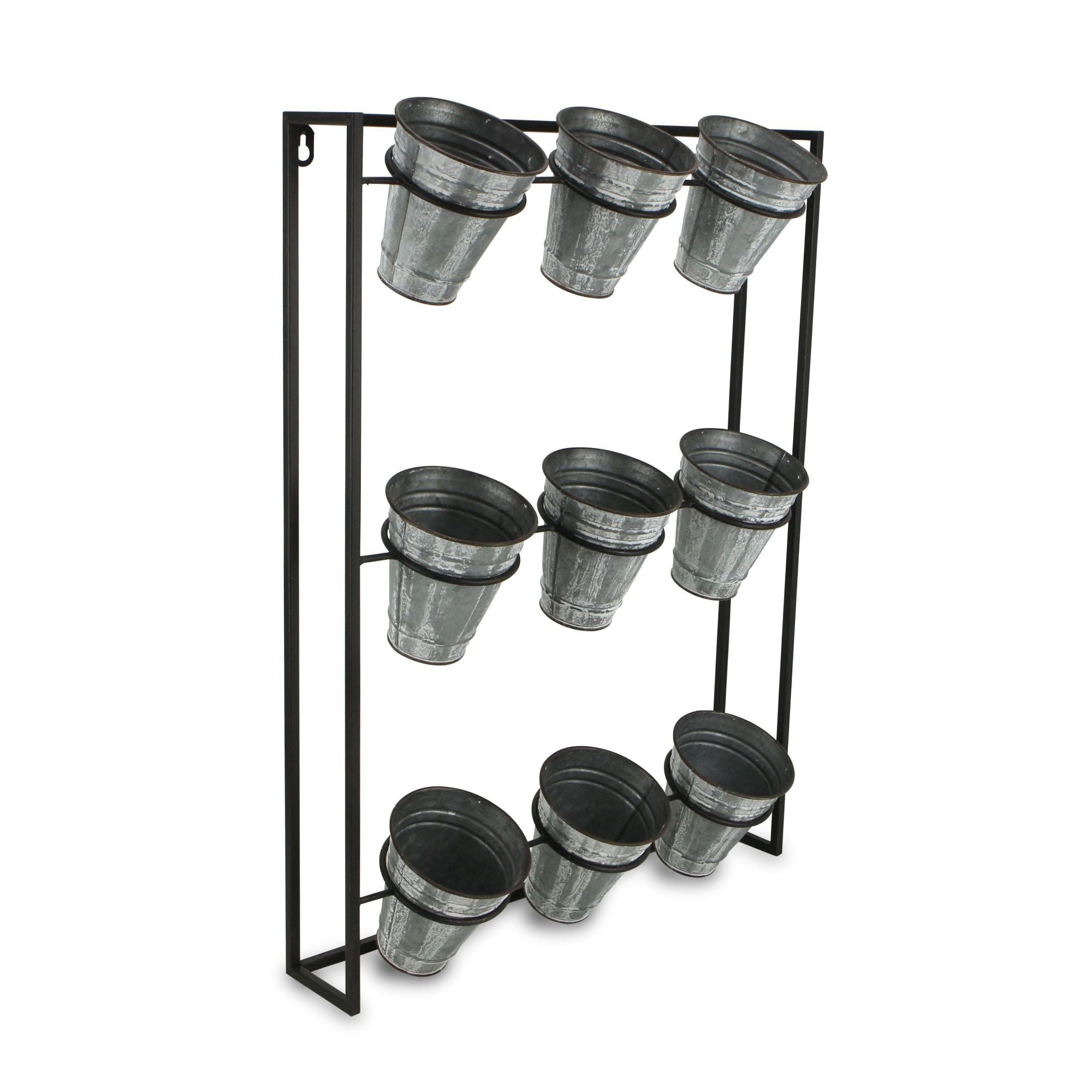 Contemporary Home Living 23.5" Black and Gray 3-Tiered Pots Wall ...