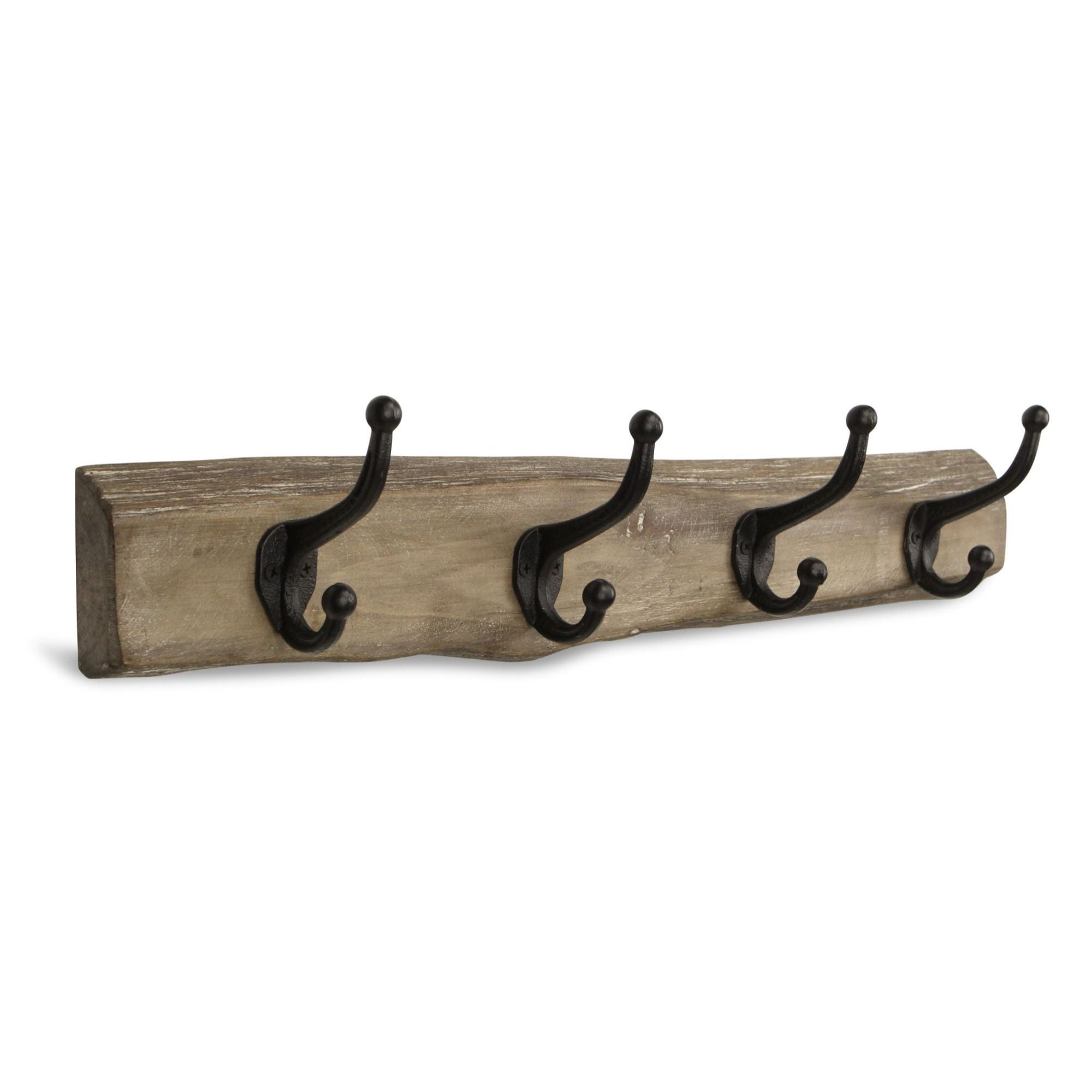 Contemporary Home Living 25" Brown and Black Rustic 4 Hooks Coat Hanger ...