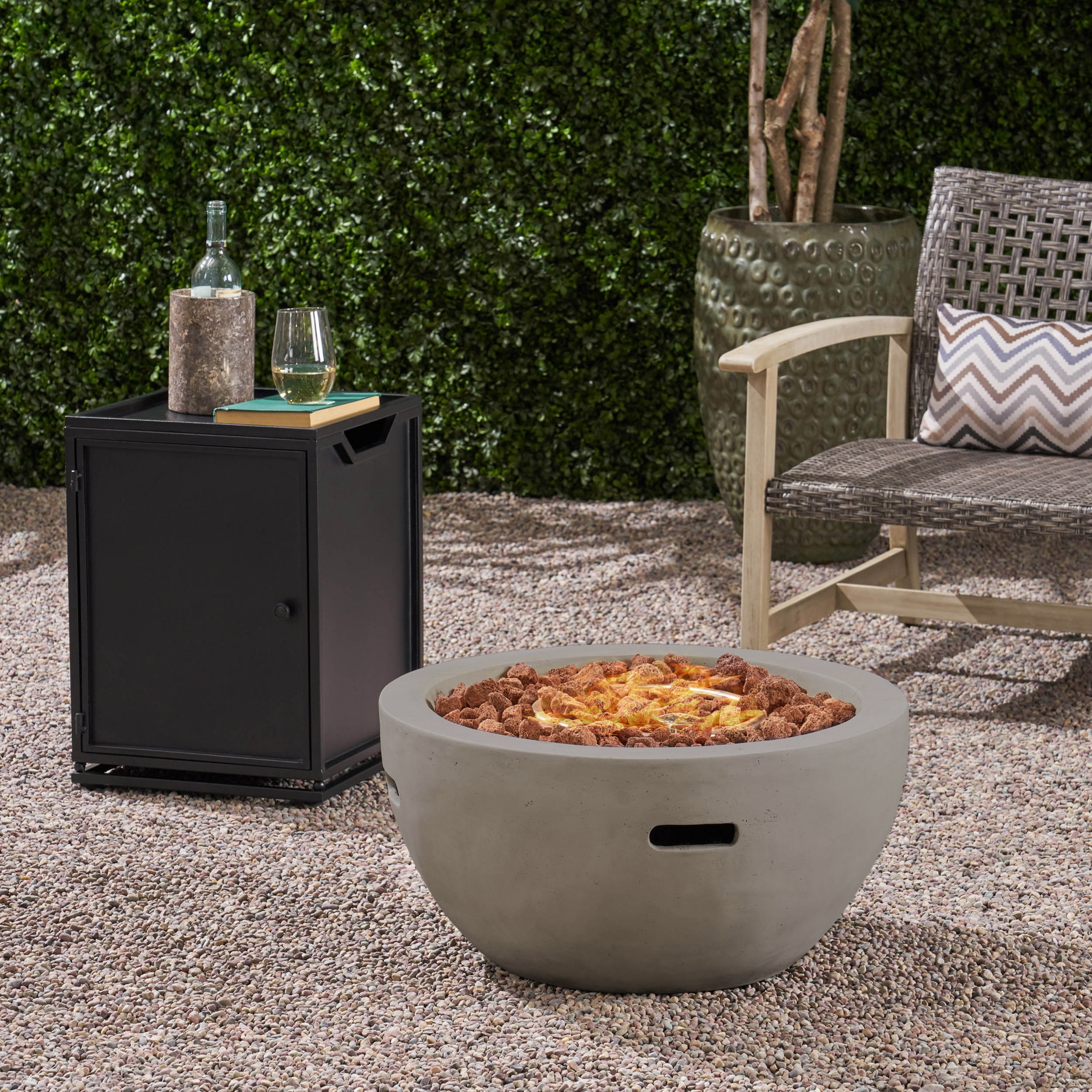 Contemporary Home Living 26.75" Abalone Gray Handcrafted Outdoor Patio ...