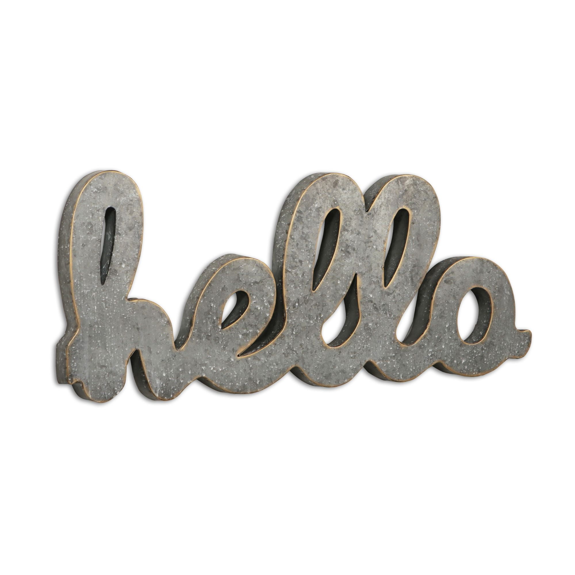 Contemporary Home Living 28" Gray Cursive Lettered Hello Wall Sign ...