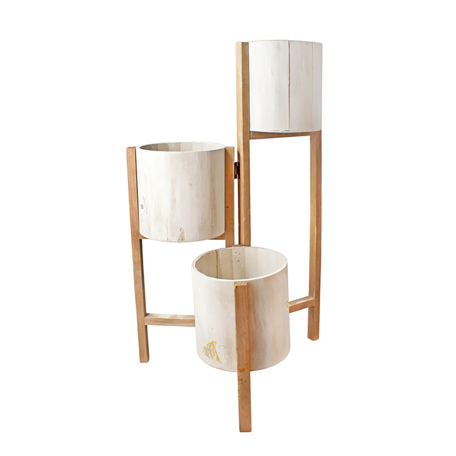 Contemporary Home Living 29" White and Brown Circular Trio Wooden ...