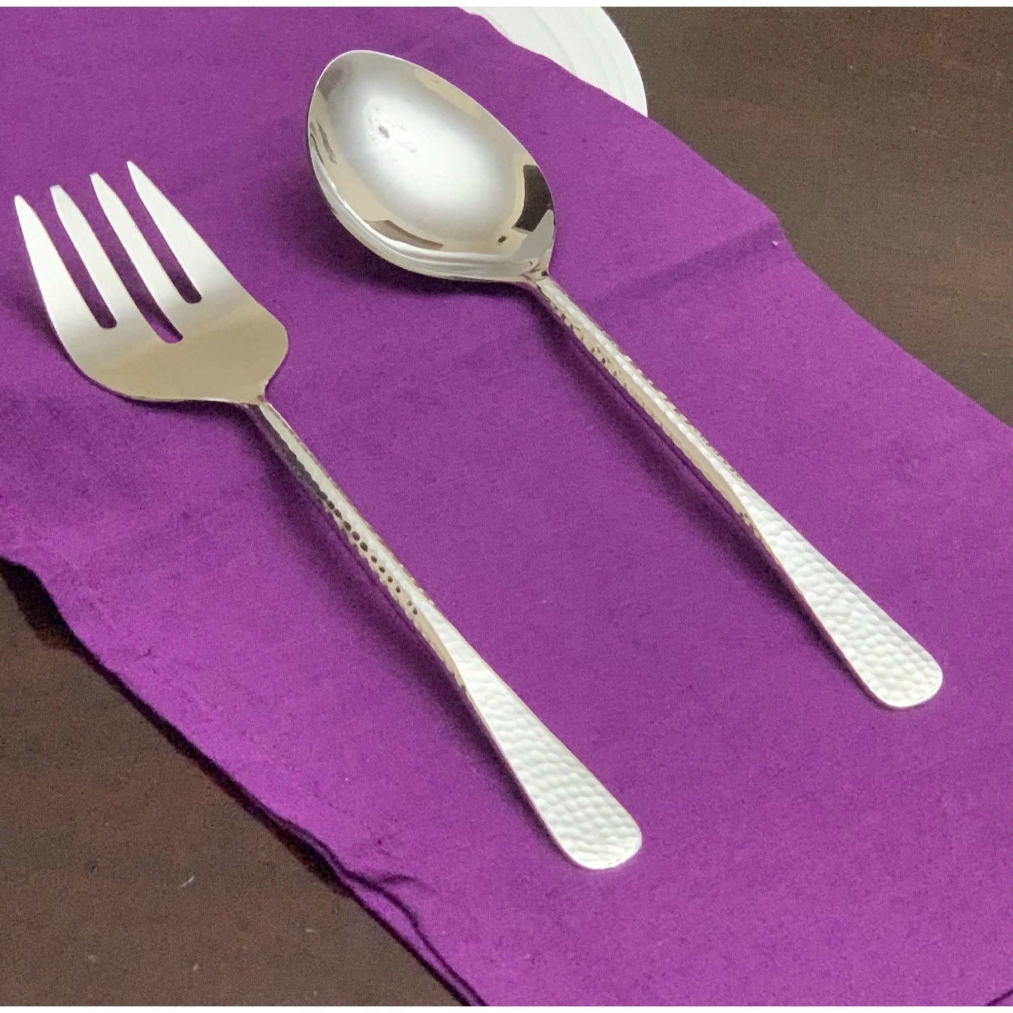 Contemporary Home Living Stainless Steel Hammered Single Service ...