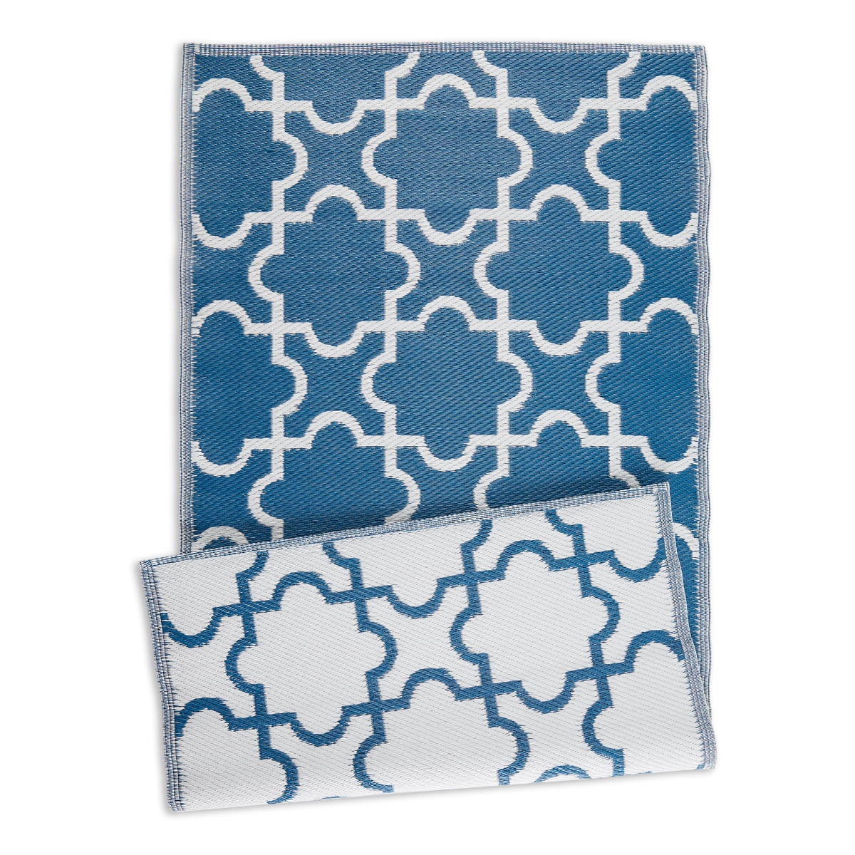 Contemporary Home Living Double Sided Quatrefoil Outdoor Rug Runner - 3 ...