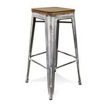 Contemporary Home Living 30.5" Gray and Brown Square Top Bar Stool with ...