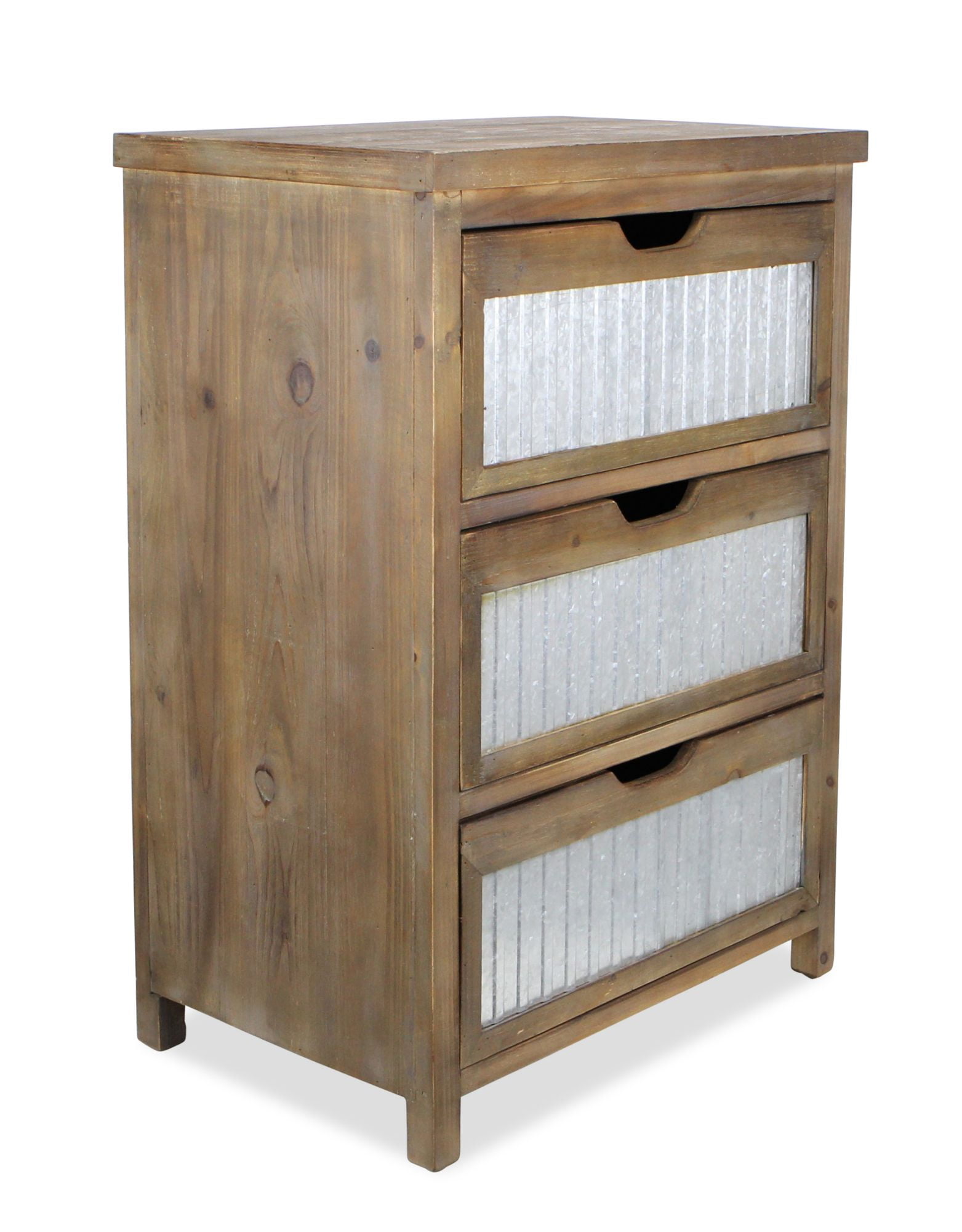 Contemporary Home Living 30" Brown and Silver Three Drawers Square ...