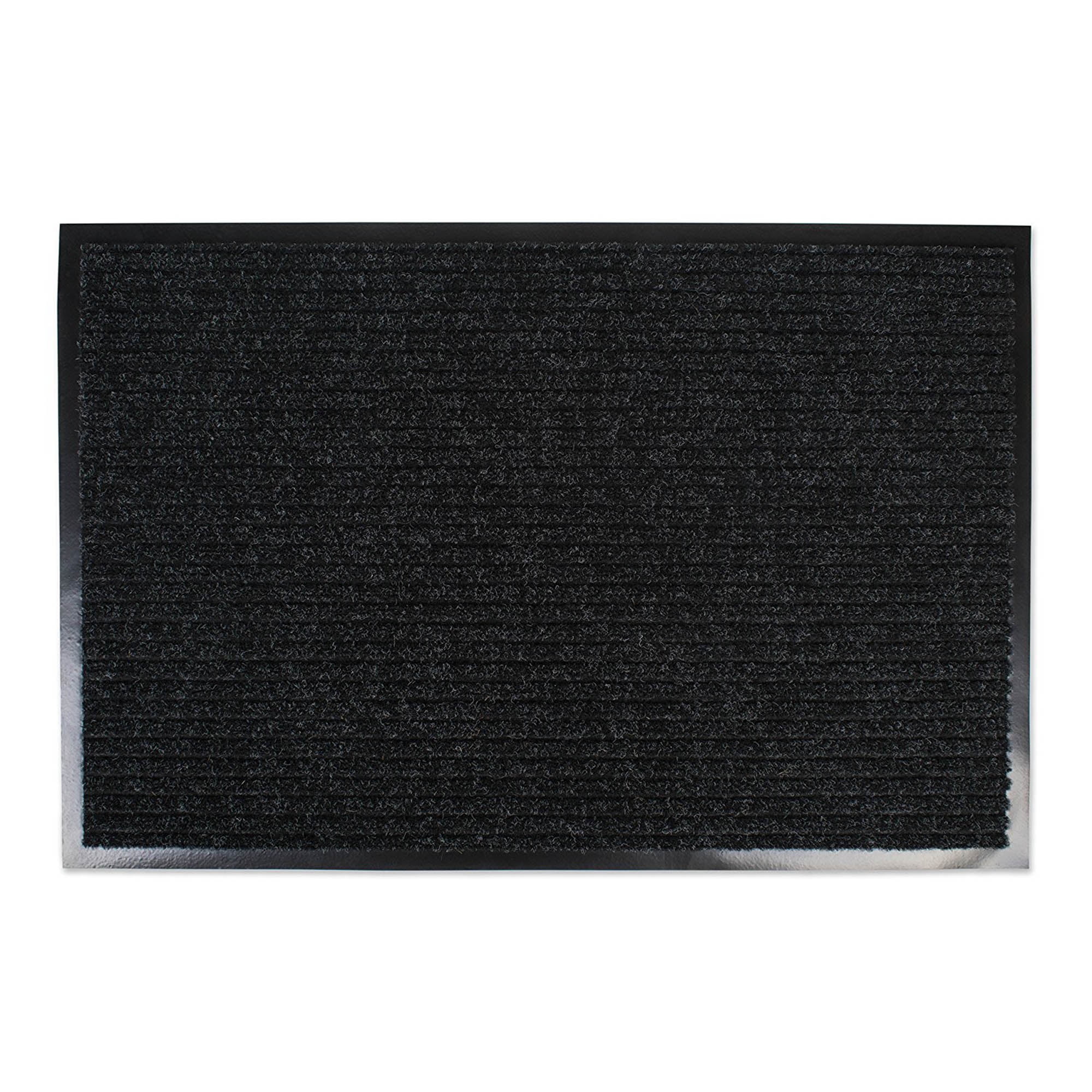 Contemporary Home Living 30" x 48" Charcoal Black Ribbed Walk Off ...