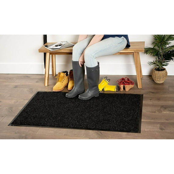 Contemporary Home Living Rectangular Ribbed Outdoor Doormat - 30" x 48 ...