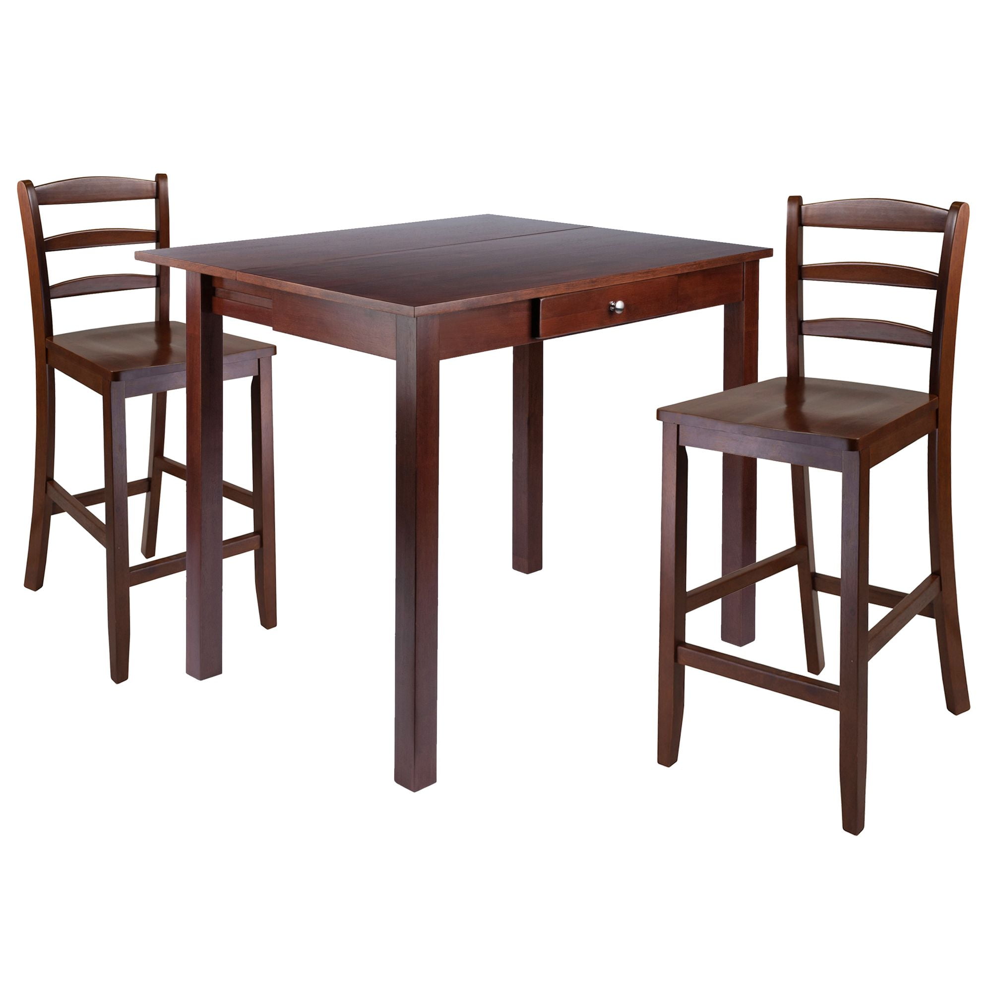 Contemporary Home Living 3pc Brown Extendable High Table Dining Set ...