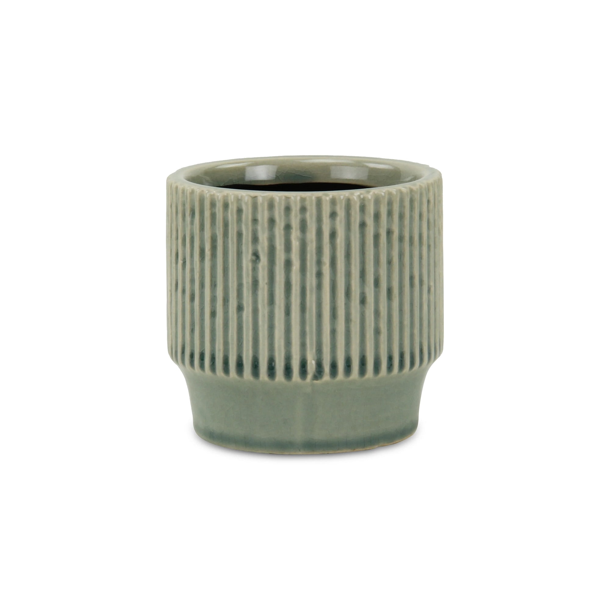 Contemporary Home Living 4.25" Gray Small Ruffled Ridge Outdoor Planter ...