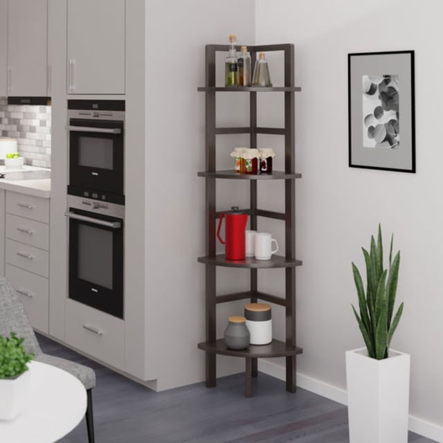 Contemporary Home Living 4 Tier Narrow Tall Storage Corner Shelf Rack ...