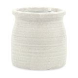 Contemporary Home Living 4" White Round Ripple Ceramic Curved Planter ...