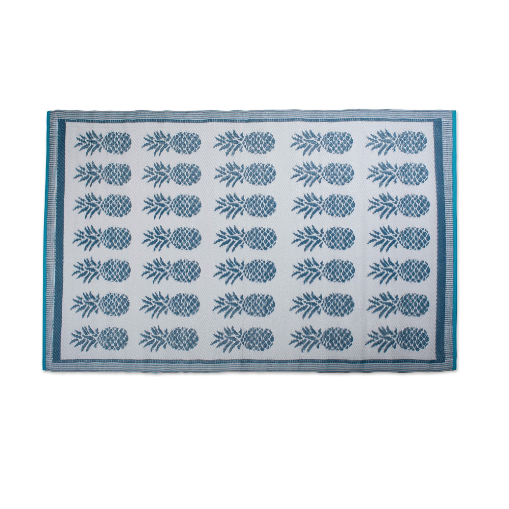 Contemporary Home Living 4' x 6' Steel Blue And White Rectangular ...