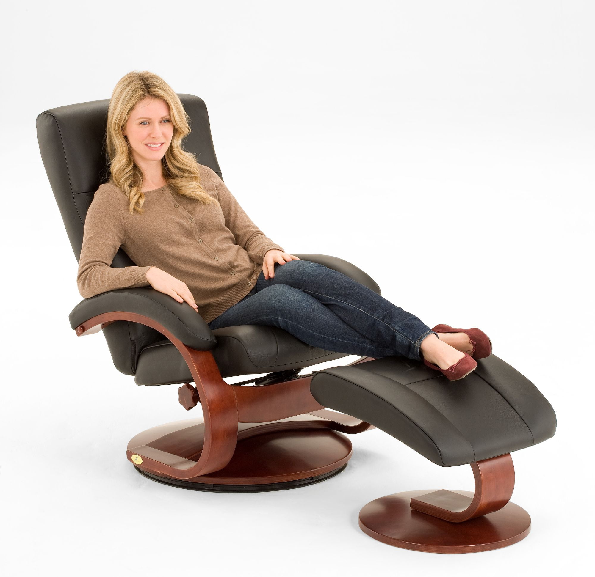 Contemporary Home Living 44" Black and Brown Hamilton Recliner Chair ...