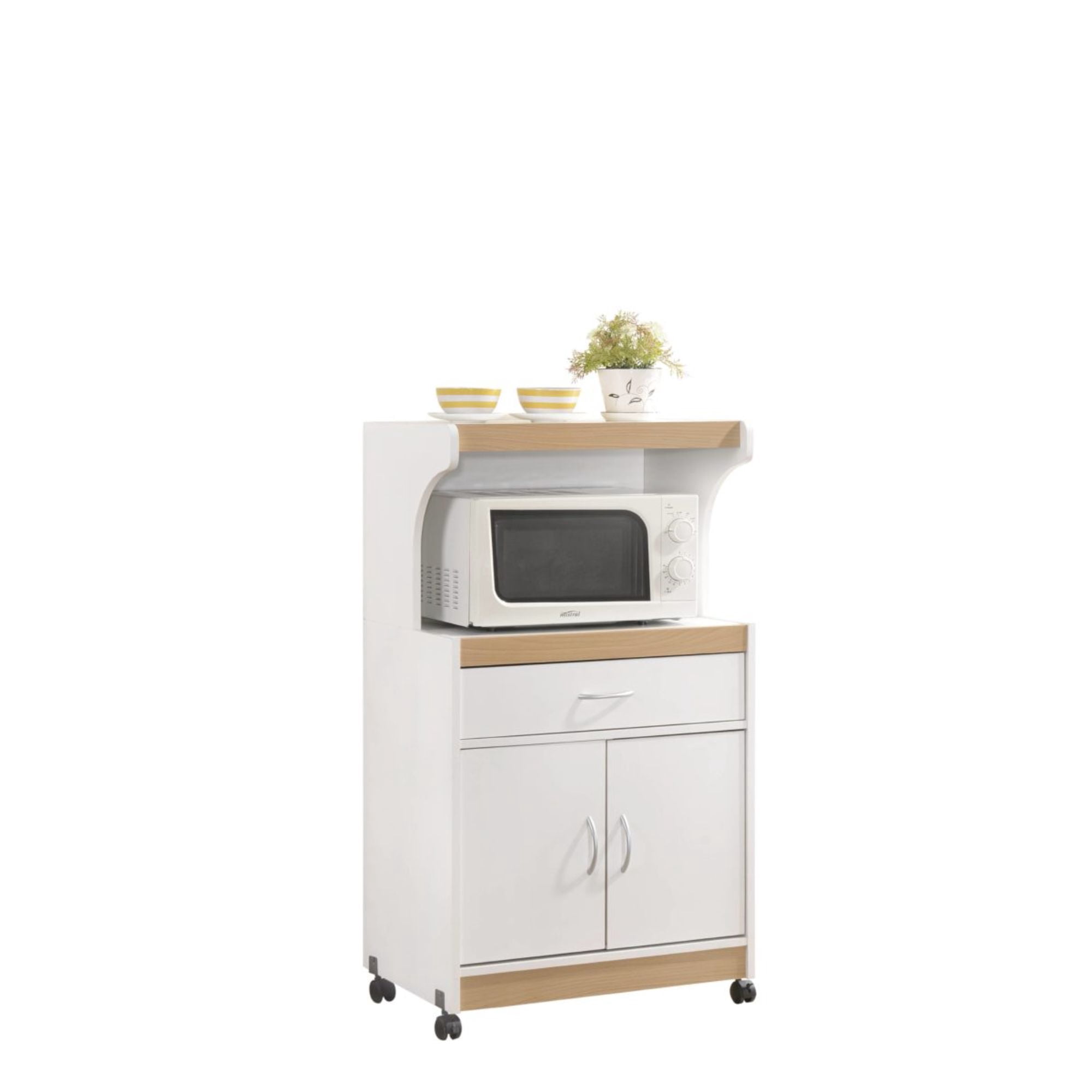 Contemporary Home Living 45" White and Beige Solid Microwave Kitchen ...