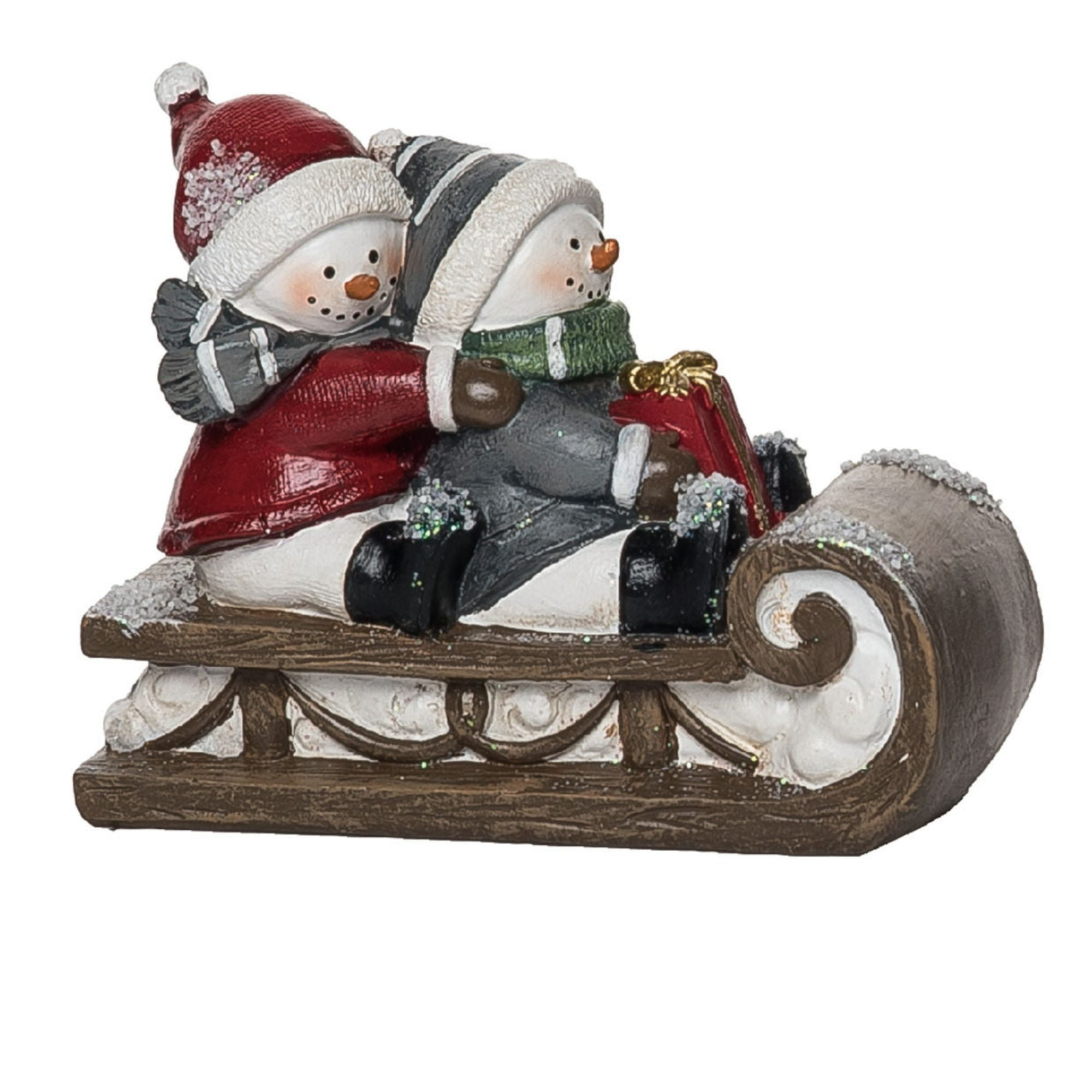 Contemporary Home Living 5" Quilted Snowman Sledding Christmas Tabletop ...