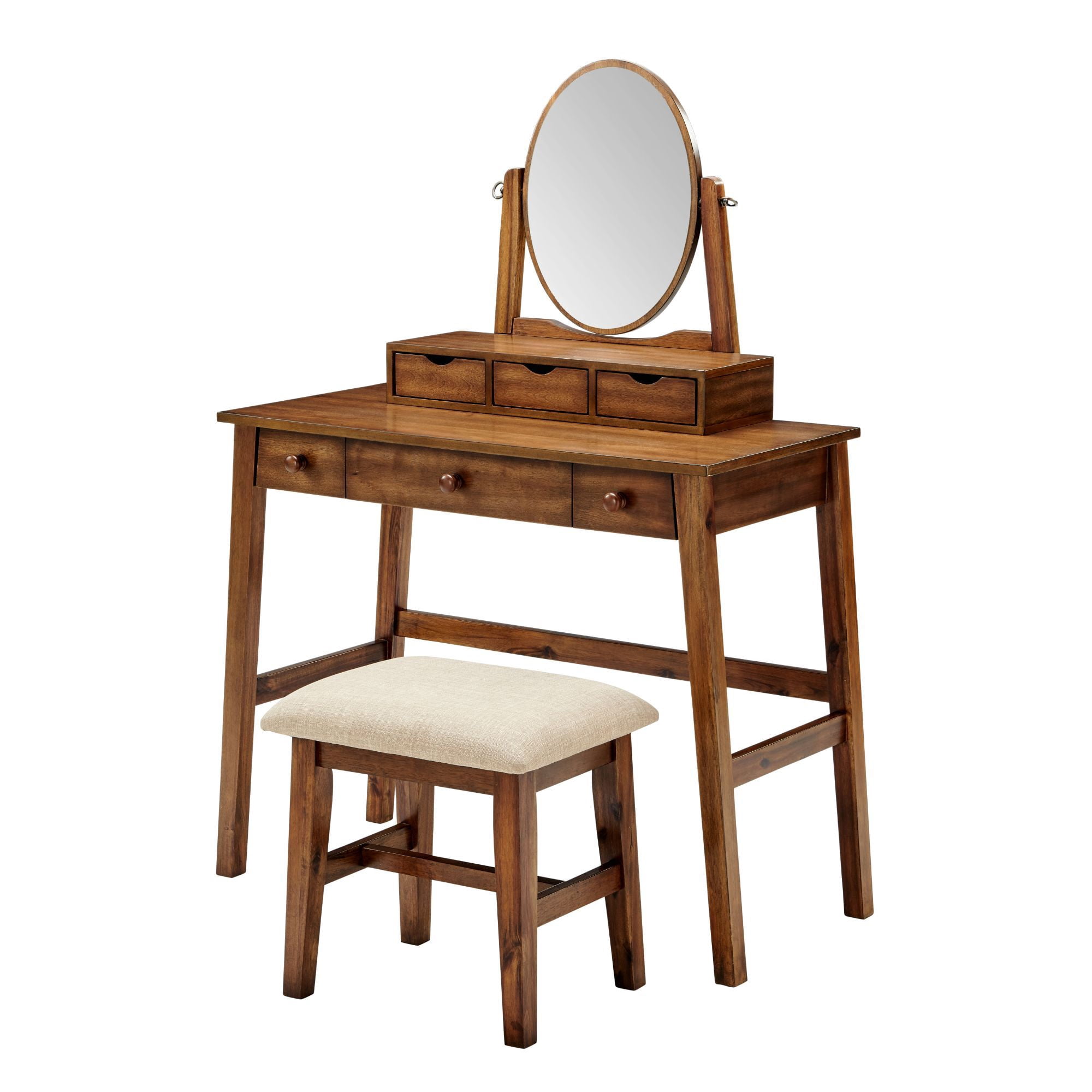 Contemporary Home Living 51.75" Walnut Brown Vanity Set with Tilt ...