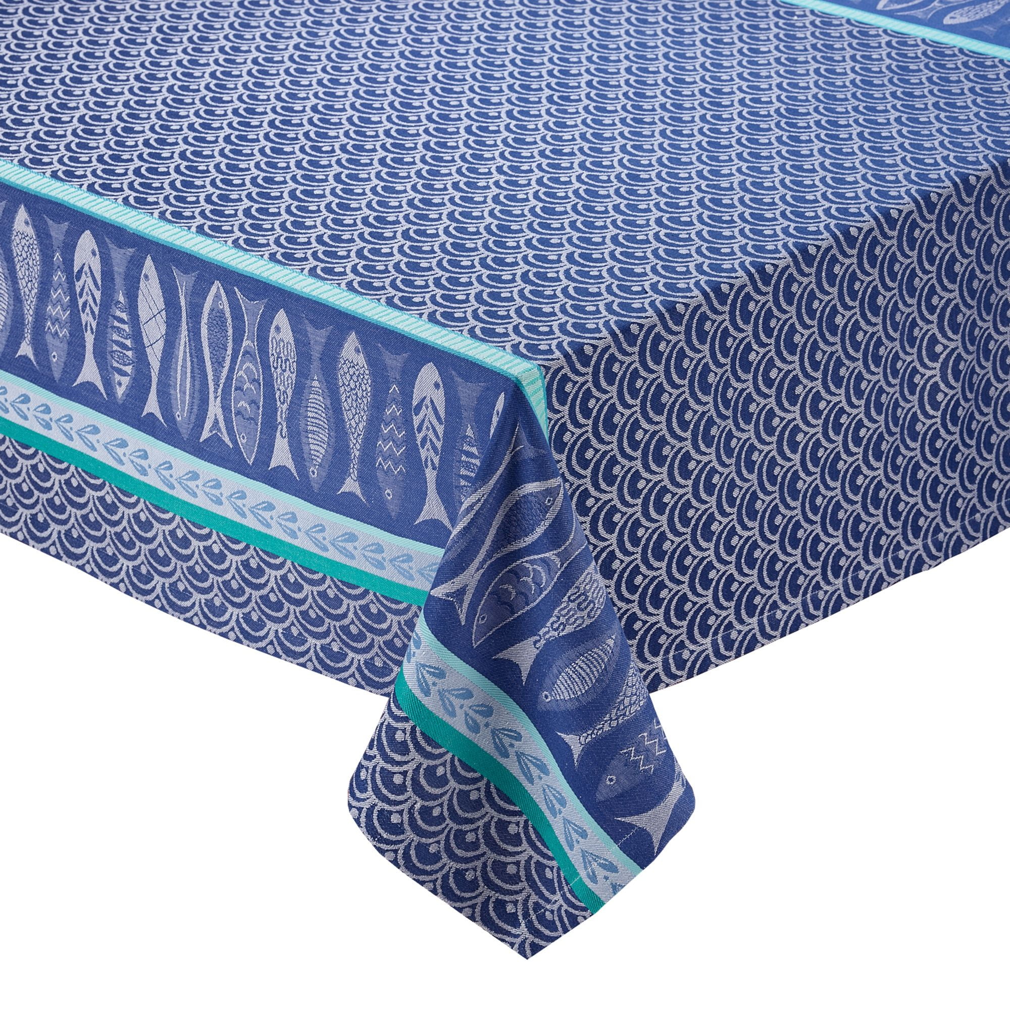 Contemporary Home Living 52" Navy Blue Square Cotton Tablecloth ...