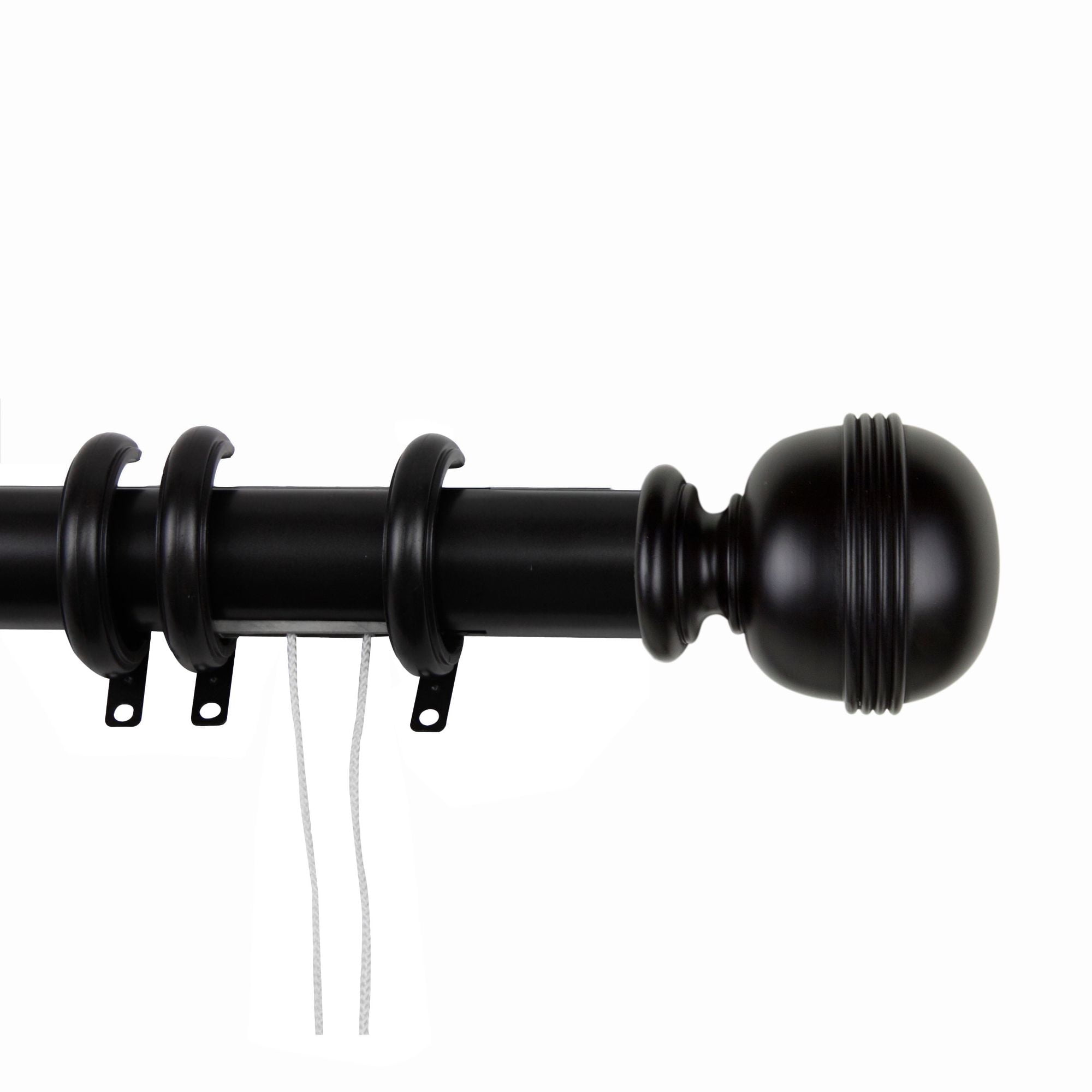 Contemporary Home Living 55.5" Black Decorative Traverse Rod with G ...