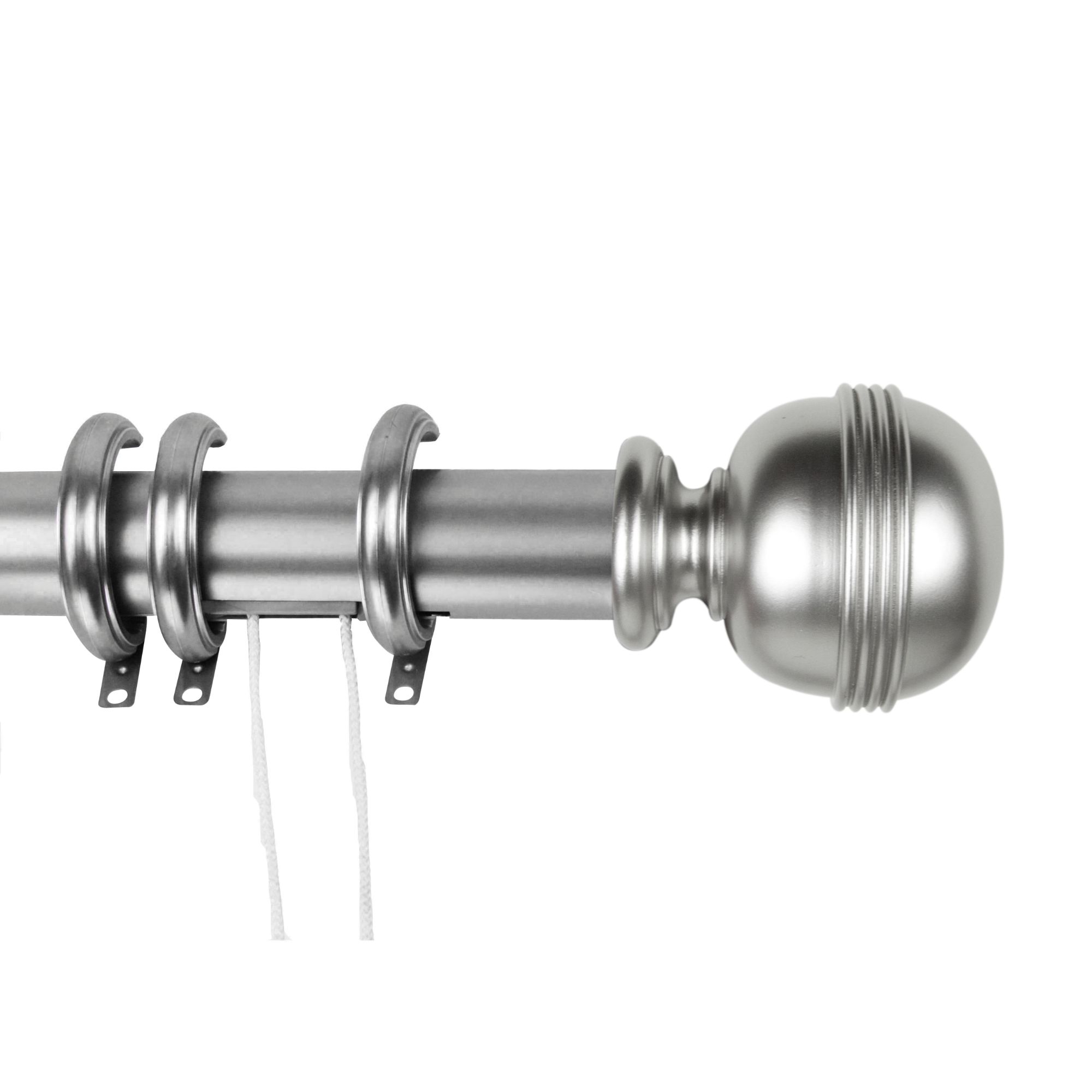 Contemporary Home Living 55.5" Satin Silver Decorative Traverse Rod ...