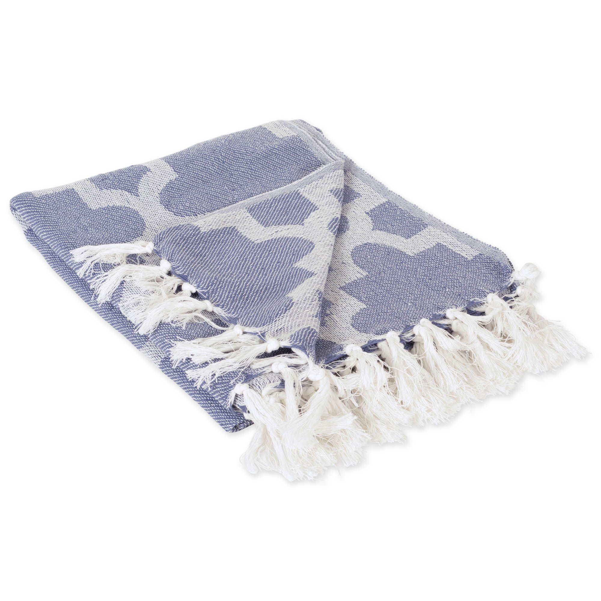 Contemporary Home Living 60" French Blue and White Rectangular Lattice ...