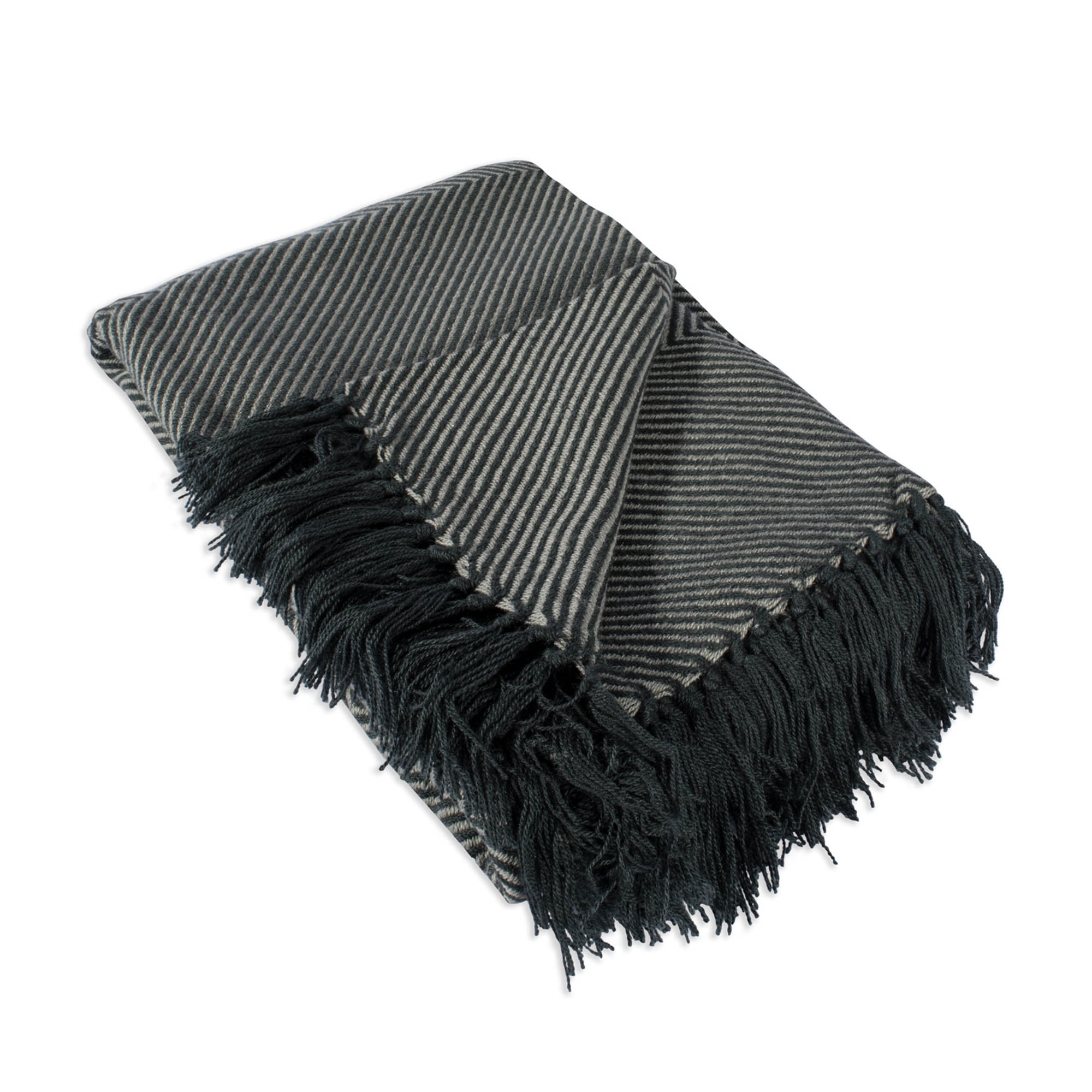 Contemporary Home Living 60" Gray Luxury Chevron Patterned Throw ...