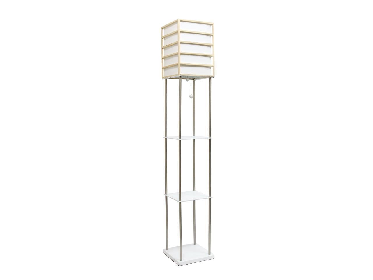 Contemporary Home Living 60" Silver Etagere Floor Lamp with Storage ...