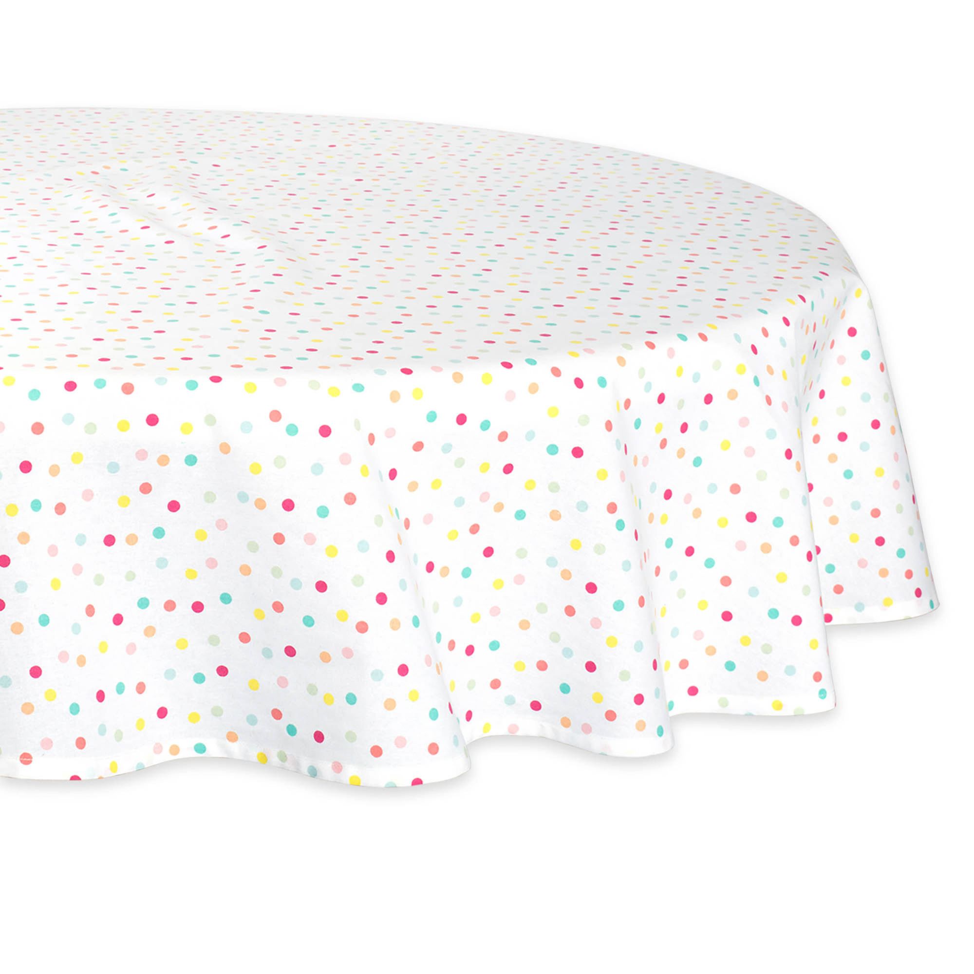 Contemporary Home Living Polka Dot Round Cotton Tablecloth - 70 ...