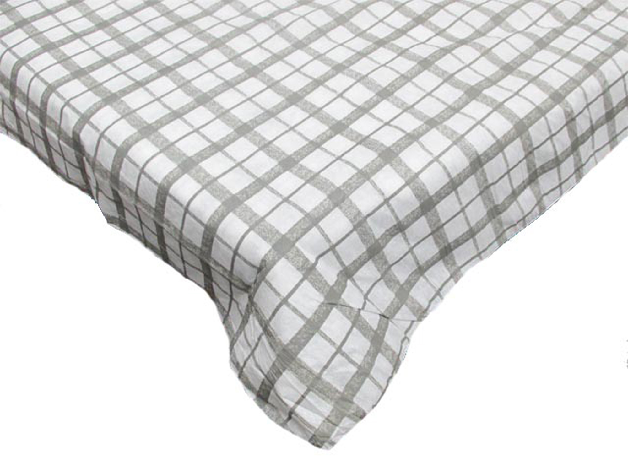 Contemporary Home Living 70" Round Gray Plaid Vinyl Tablecloth ...