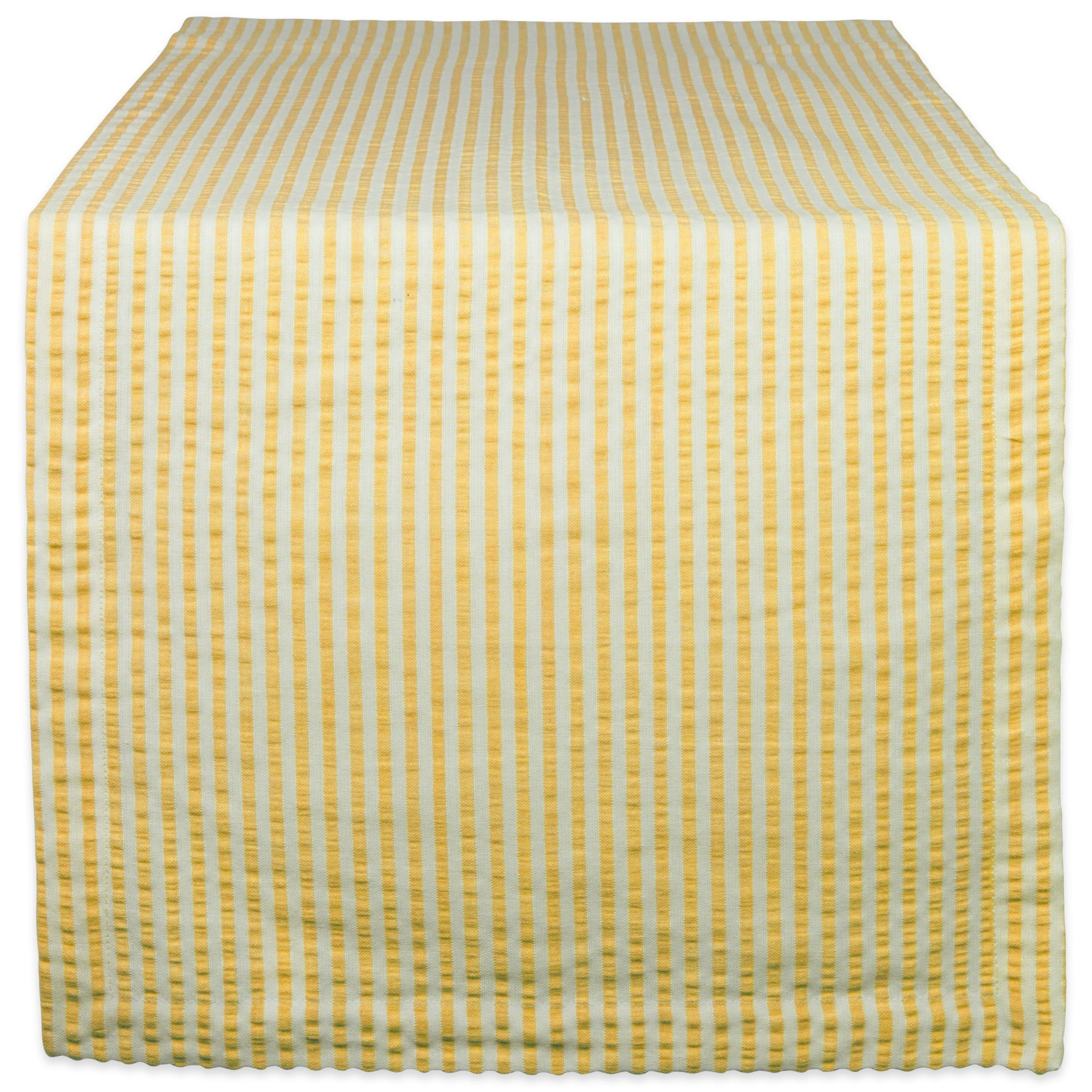 Contemporary Home Living 72" Yellow and White Seersucker Striped ...