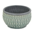 Contemporary Home Living 8" Green Round Pot with Overlapping Leaf ...