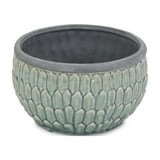 Contemporary Home Living 8" Green Round Pot with Overlapping Leaf ...