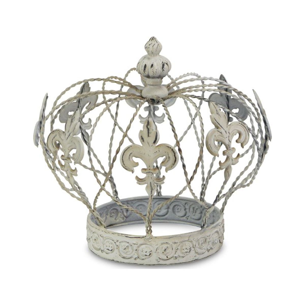 Contemporary Home Living 9.25" White Fleur De Lis Pattern Crown ...