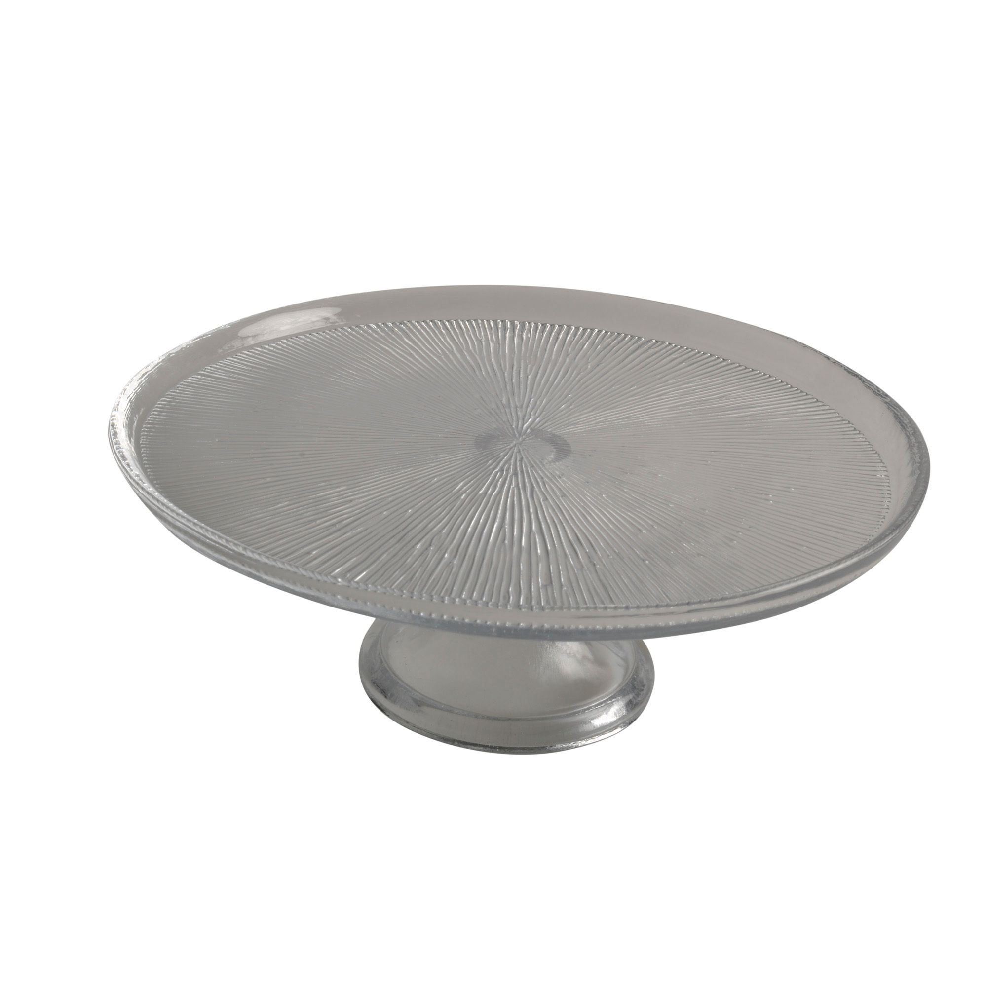 Contemporary Home Living 9.6" Clear White Glass Round Cake Plate Medium ...