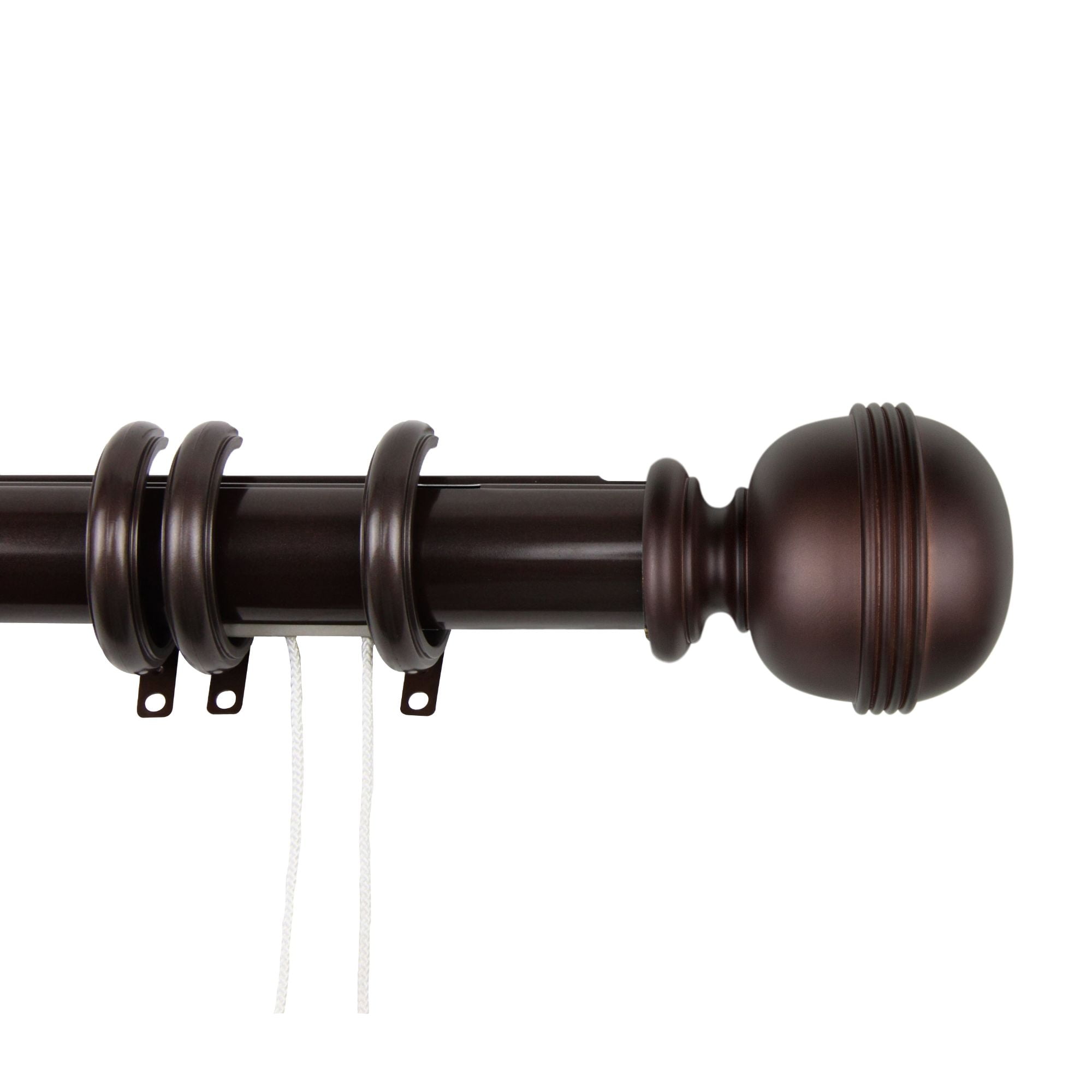 Contemporary Home Living 91.5" Cocoa Brown Decorative Traverse Rod with ...
