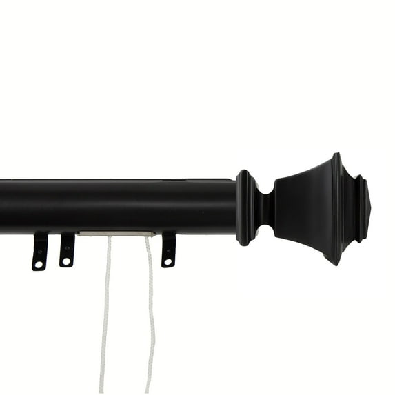 Contemporary Home Living 92.5" Black Decorative Adjustable Traverse Rod ...