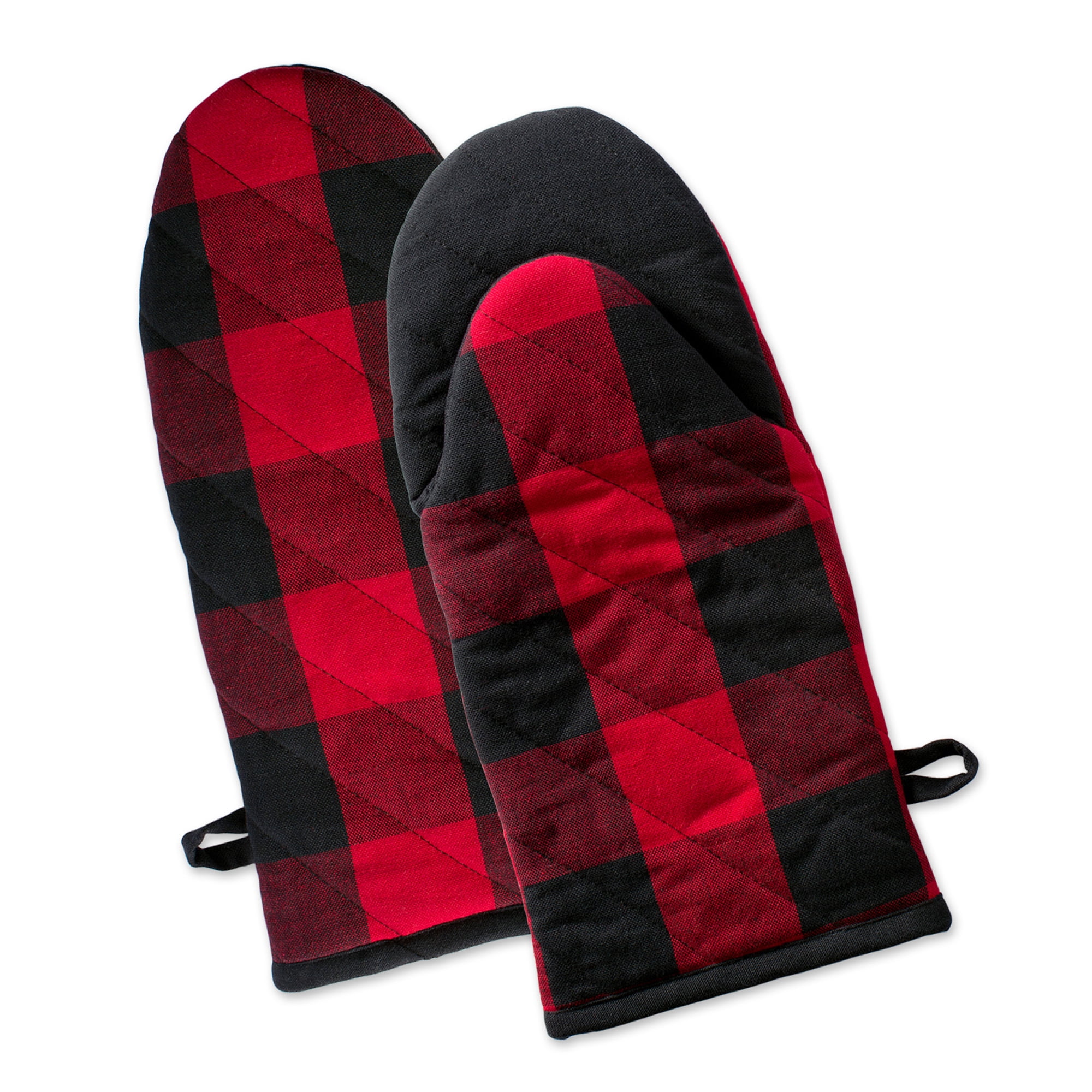 Contemporary Home Living Buffalo Check Cotton Kitchen Oven Mitts - 13 ...