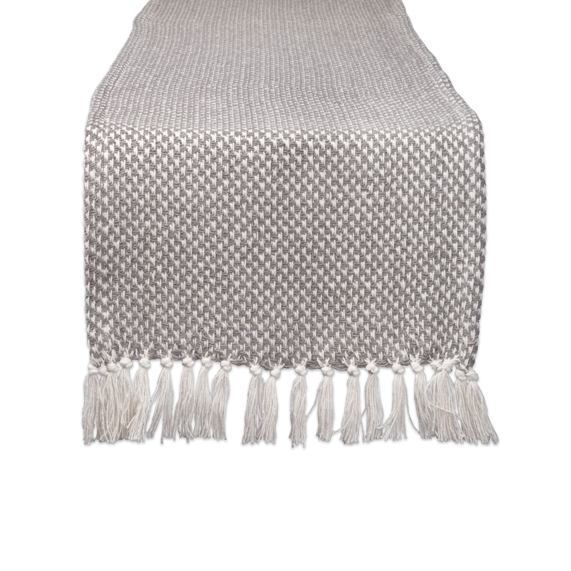 Contemporary Home Living Checkered Weave Cotton Table Runner with ...