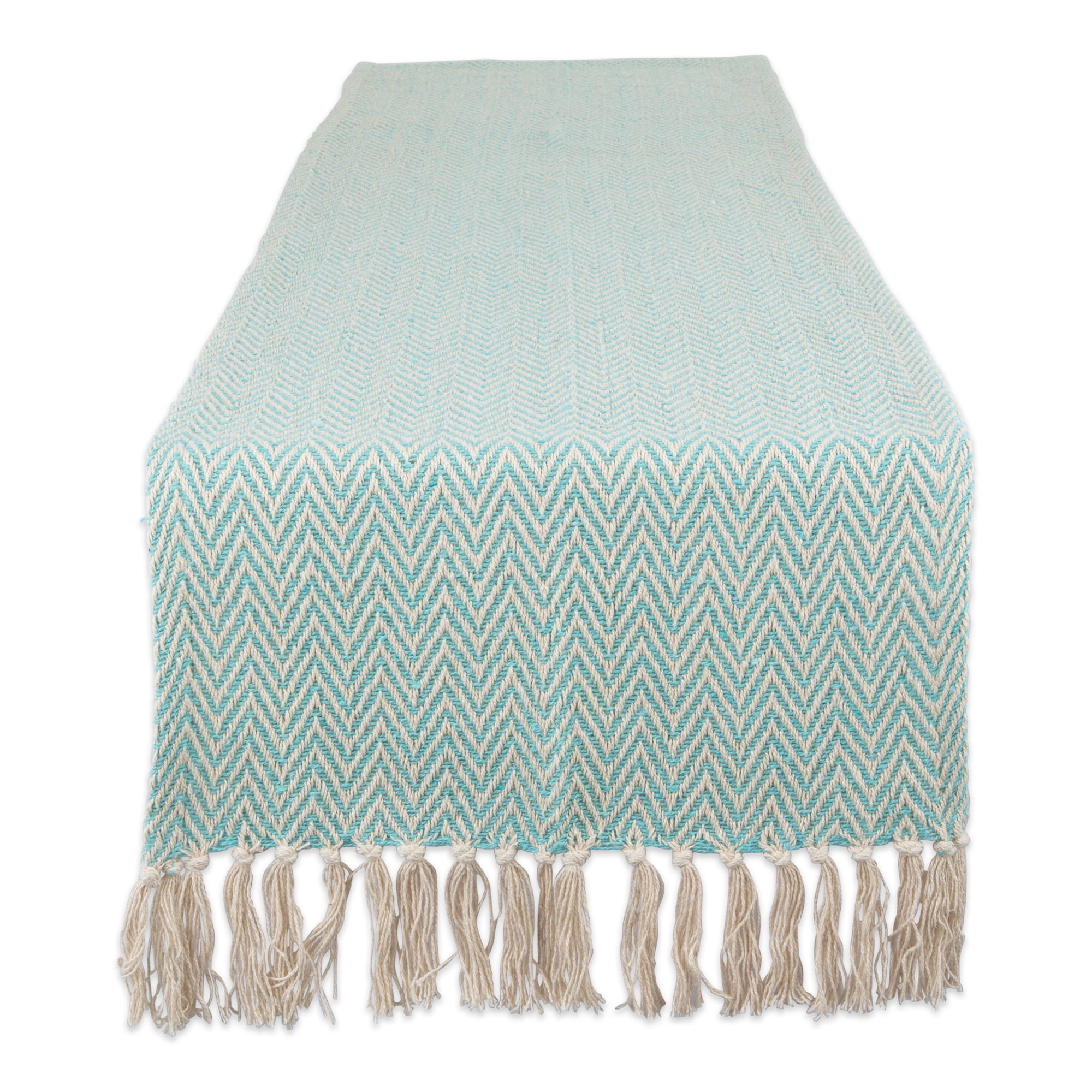 Contemporary Home Living Chevron Woven Cotton Table Runner with Knotted ...