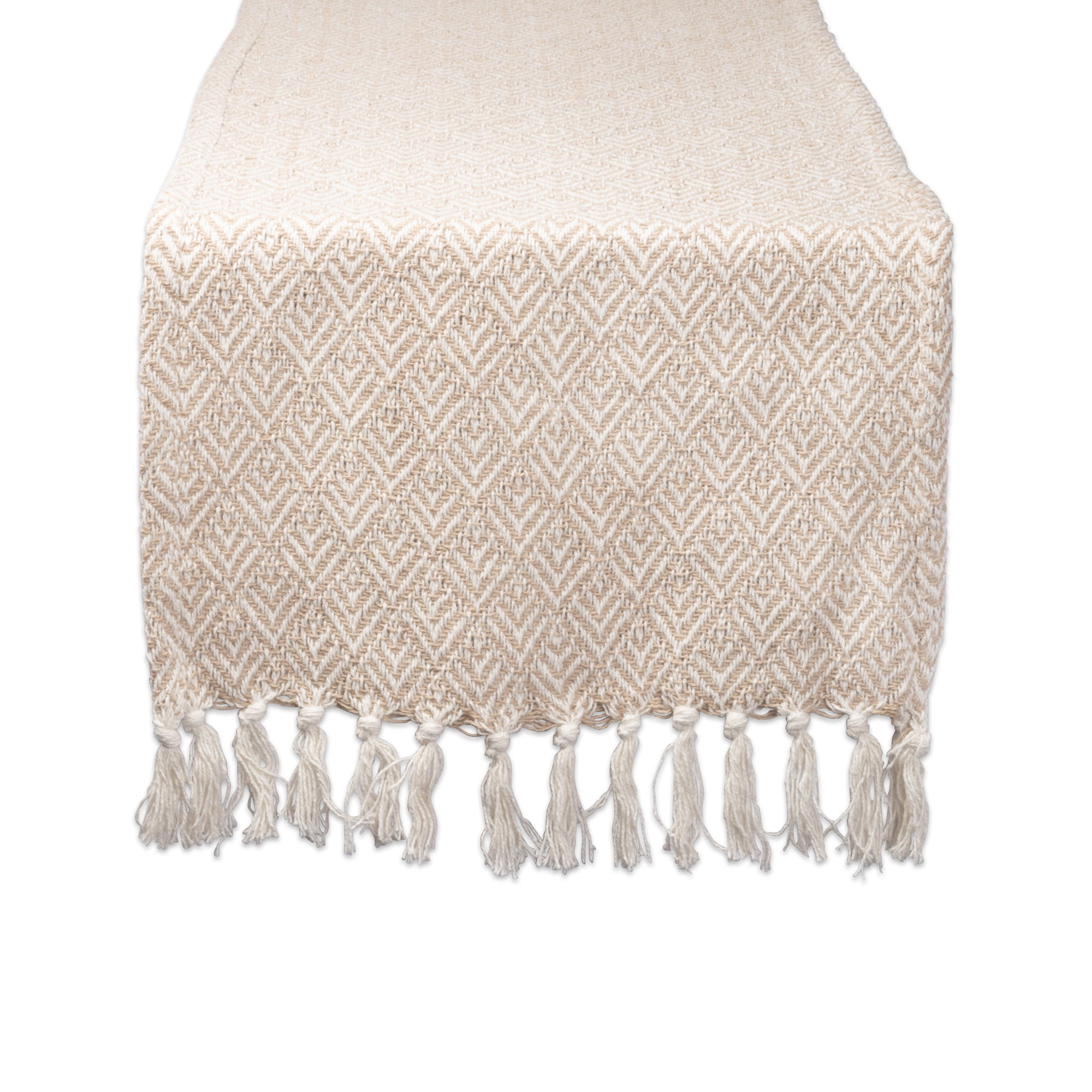 Contemporary Home Living Diamond Weave Table Runner with Tassels - 72 ...