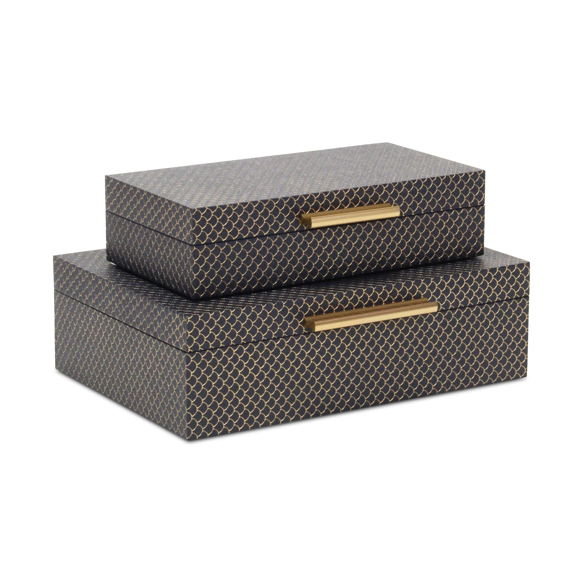 Contemporary Home Living Fish Scaled Rectangular Storage Box Set - 11. ...