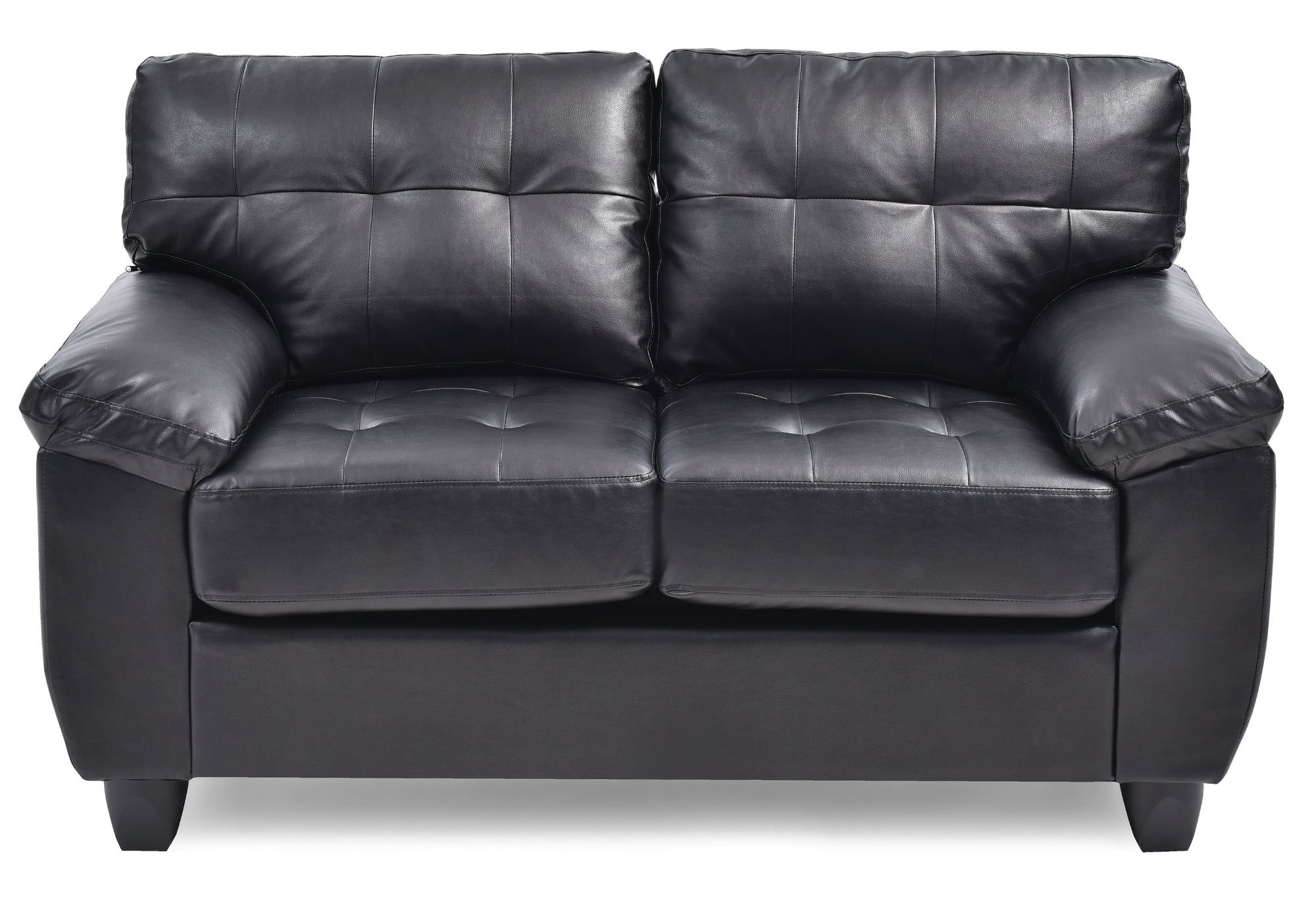 Contemporary Home Living Flared Arm Faux Leather Tufted Straight Sofa ...