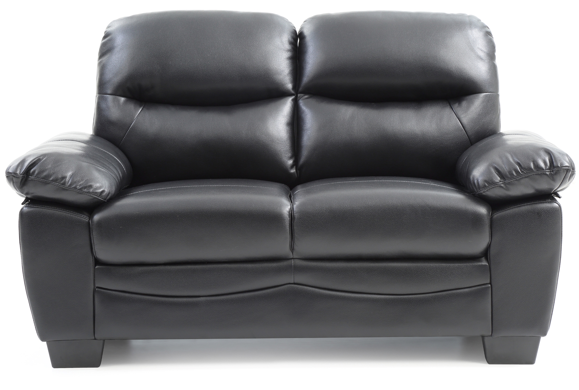 Contemporary Home Living Flared Padded Arm Faux Leather Straight Sofa ...